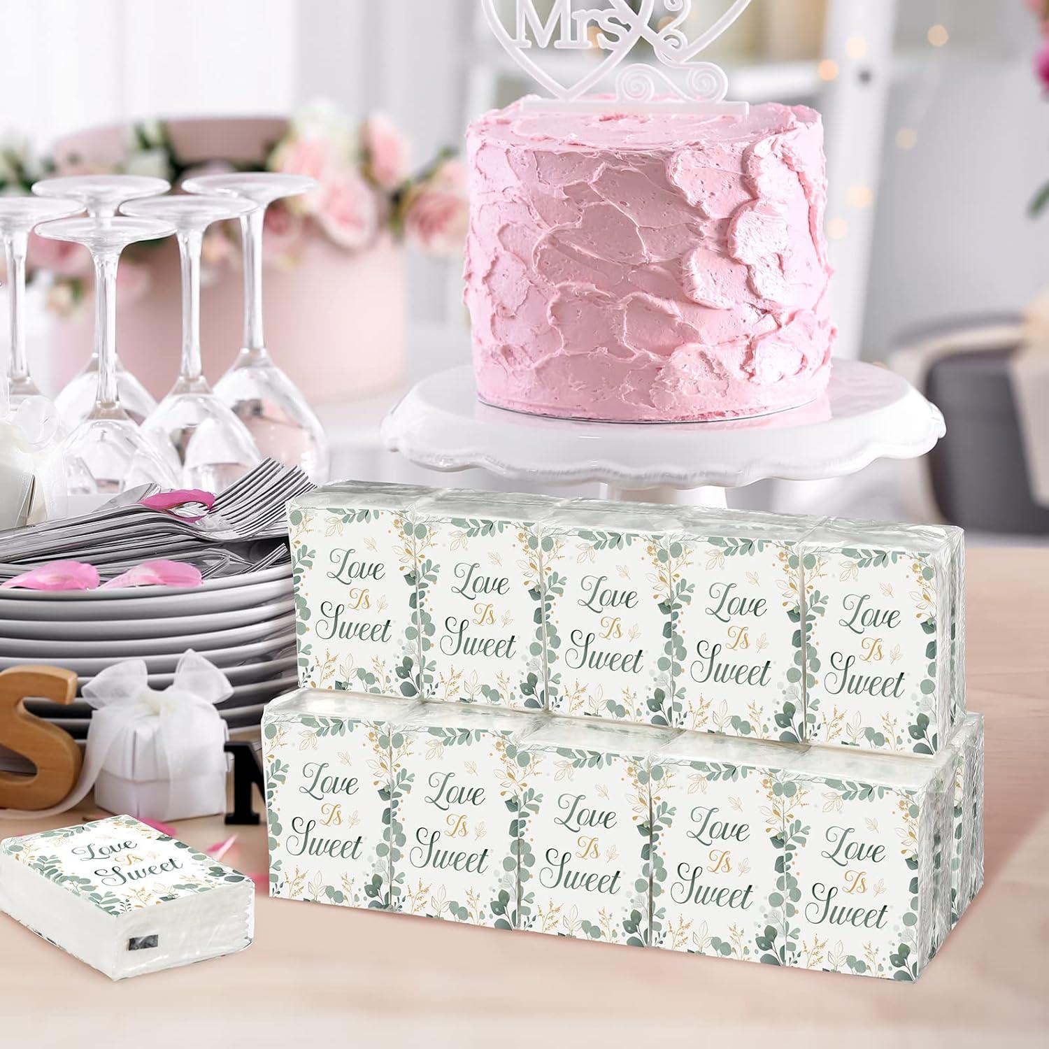 100 Pack Wedding Facial Tissues Love is Sweet Individual Pocket Tissue ...