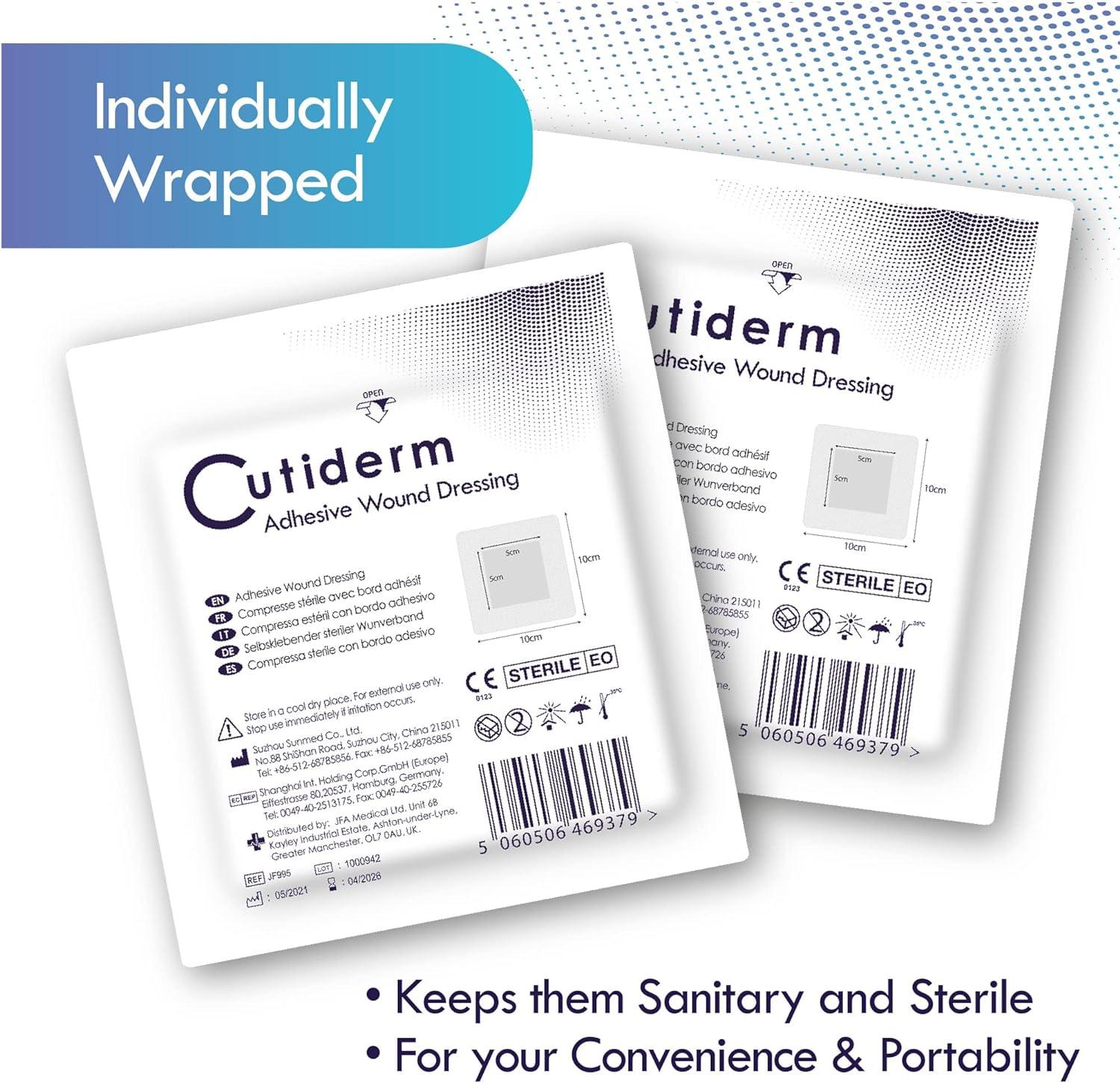 Cutiderm Sterile Adhesive Wound Dressing 10cm x 10cm - Pack of 50 for ...