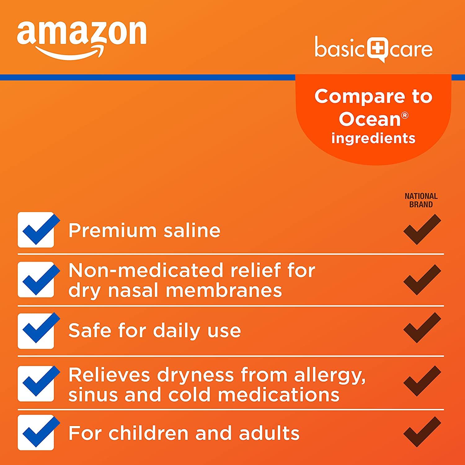 Amazon Basic Care Premium Saline Nasal Moisturizing Spray - 1.5 Fl Oz ...