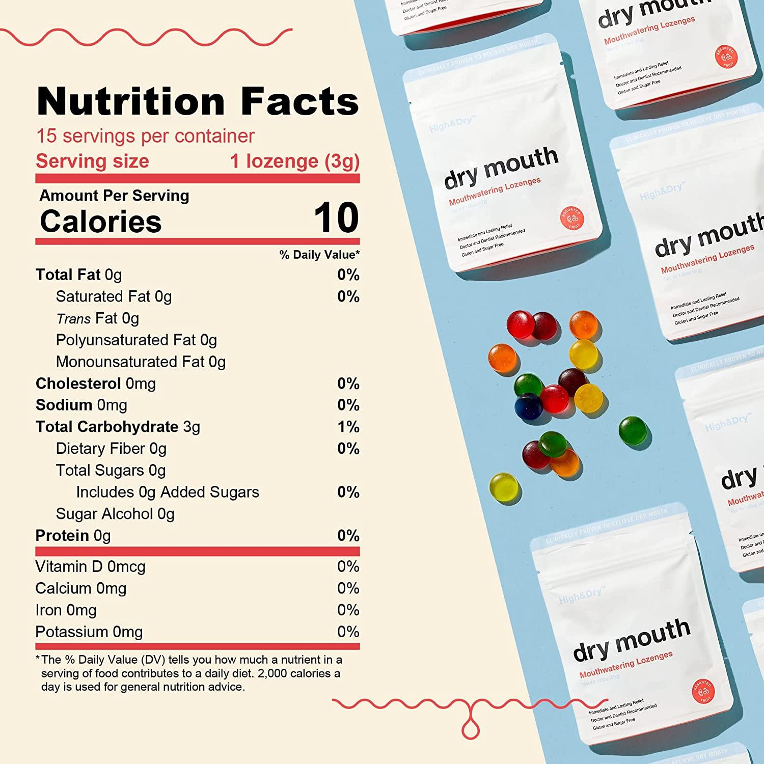 High&Dry Dry Mouth Lozenges - Stimulates Salivary Flow, Targets Bad ...