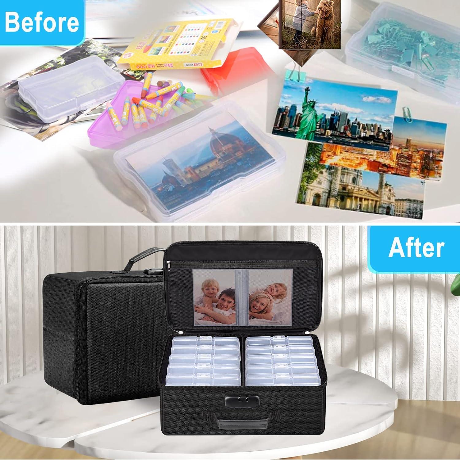 ENGPOW Fireproof Photo Storage Box with Lock - Organize & Protect ...