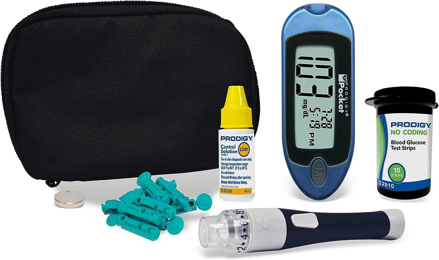 Prodigy Pocket Blood Glucose Monitoring System - Complete Kit for ...