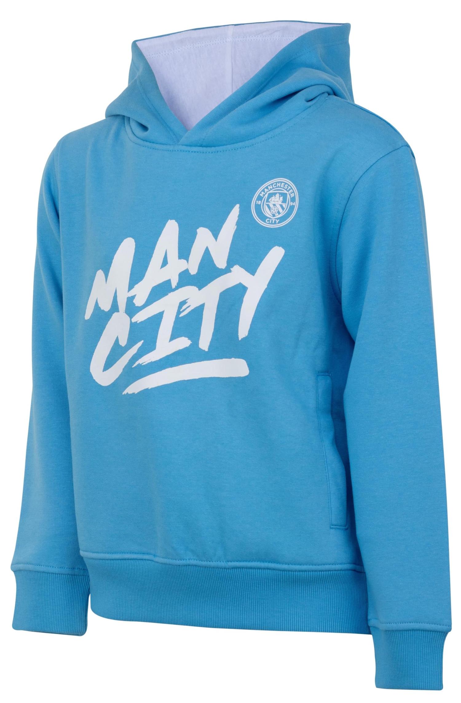 Buy Manchester City Hoodie Official Collection - 10 Years Blue ...