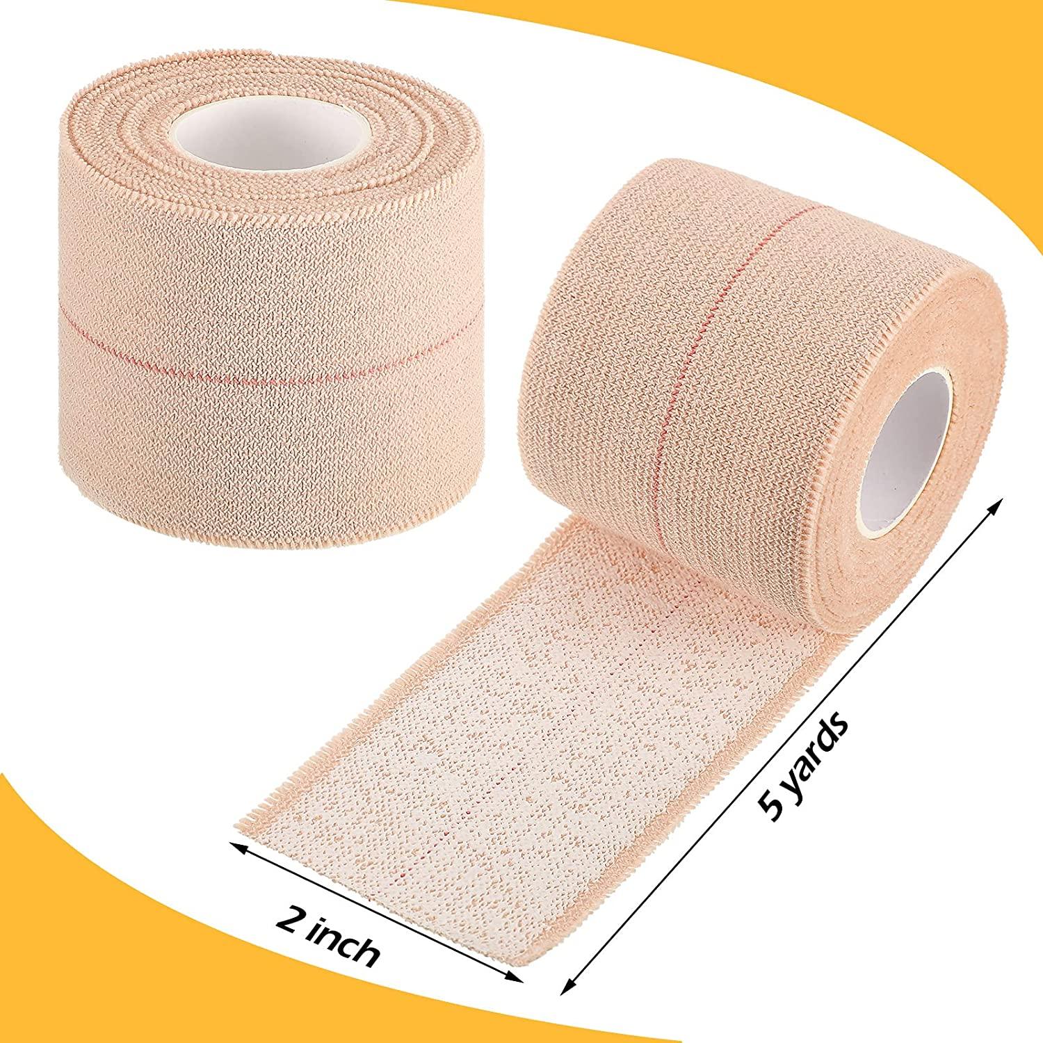 2 Rolls Adhesive Elastic Bandage Tape Wrap for Sports Injuries - Beige ...