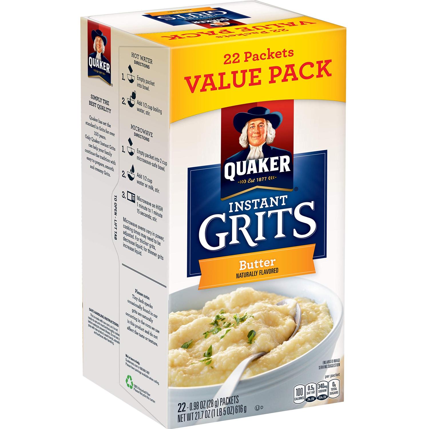 Quaker Instant Grits Butter Flavor Value Pack - 22 Packets | Buy Now ...