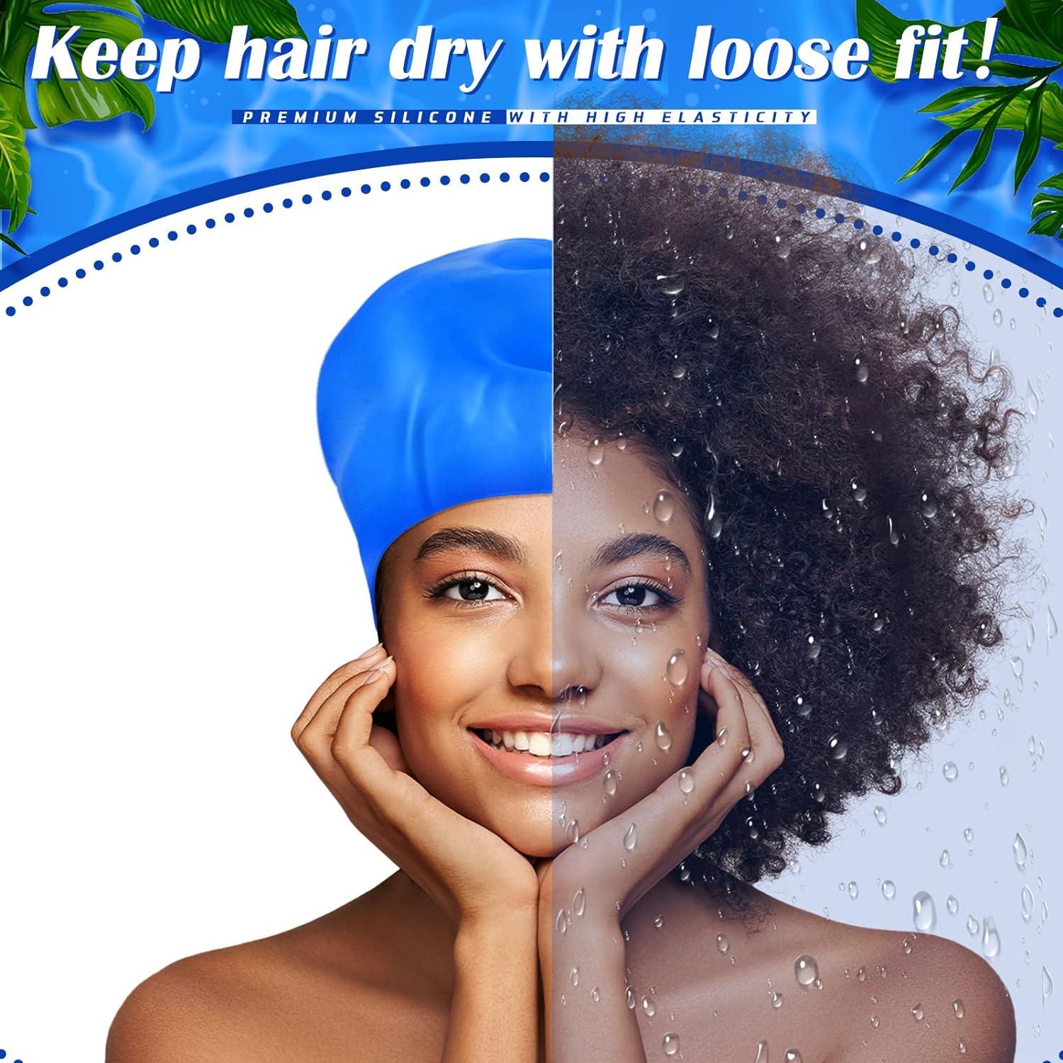 6 Pack Extra Large Silicone Swim Cap for Long Hair, Braids, Dreadlocks ...