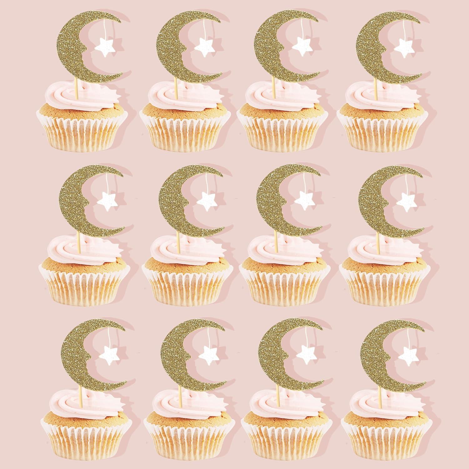 Moon And Star Cupcake Topper - Moon Star Space Theme Party Decorations ...
