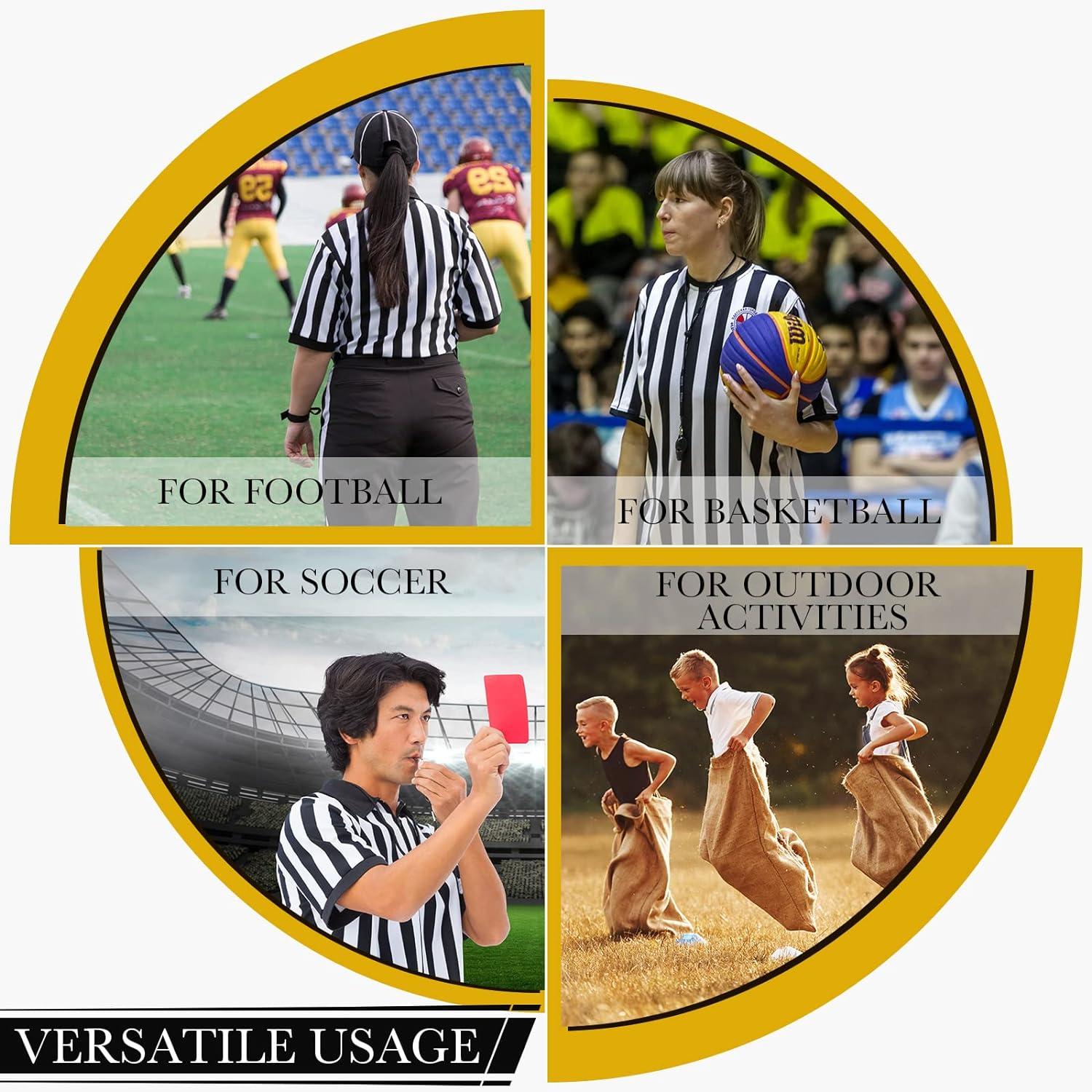 4 Pack Black White Stripe Referee Shirt Set with Whistle - Official V ...