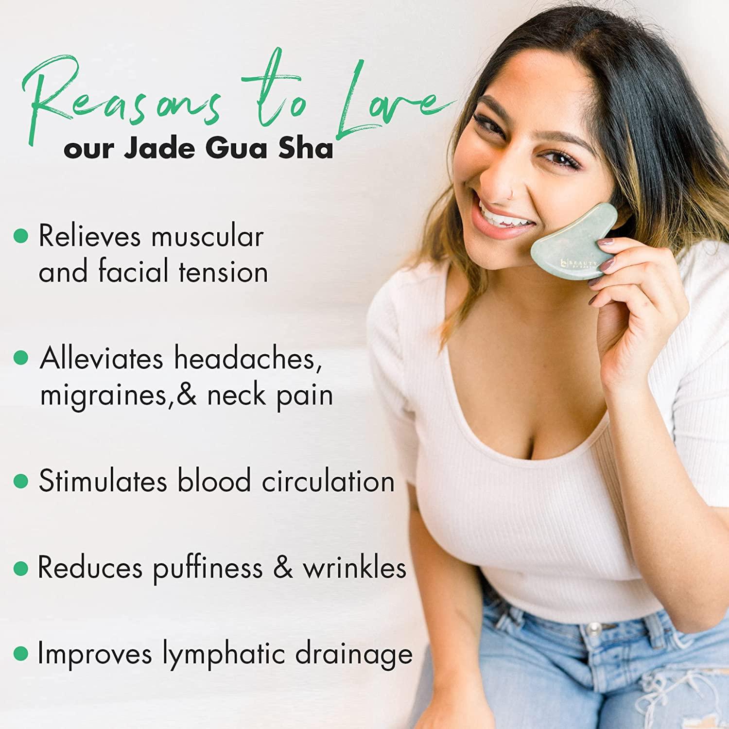 Jade Gua Sha Stone - Face Sculpting Tool for Facial Massage and Jaw ...
