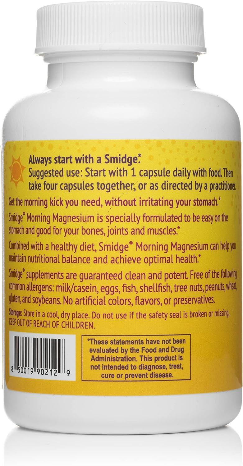 Smidge Morning Magnesium Capsules - 120 ct. Pure Supplement for Natural ...