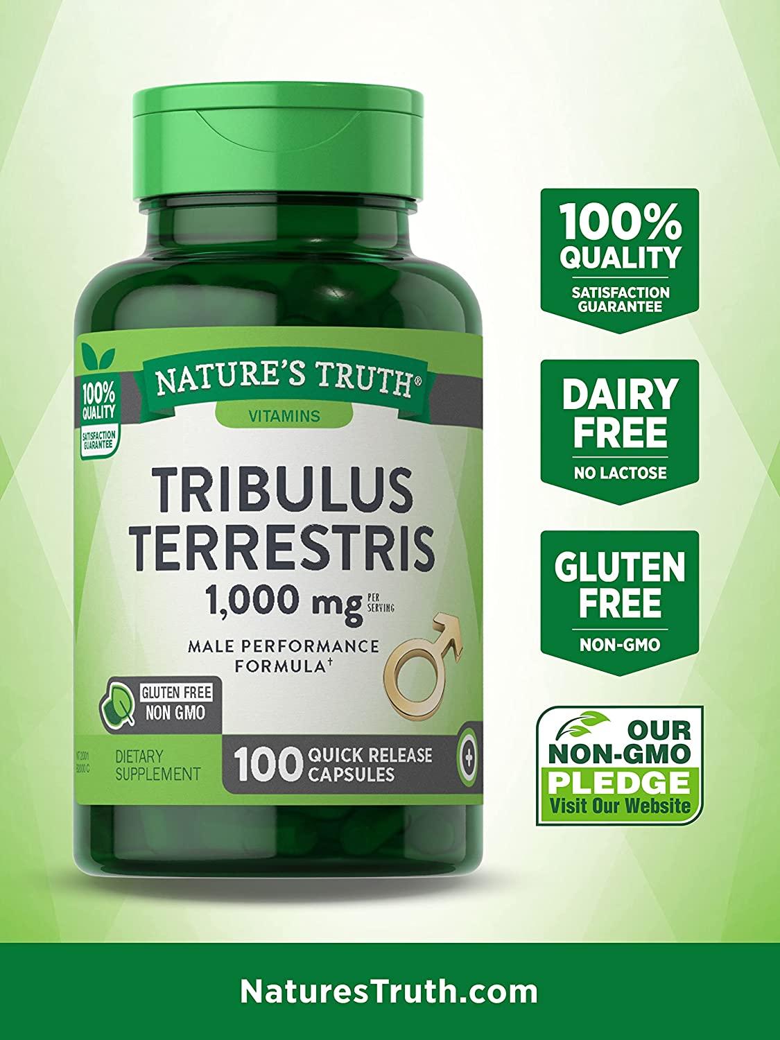 Organic Tribulus Terrestris 1000mg Male Performance Formula - 100 ...