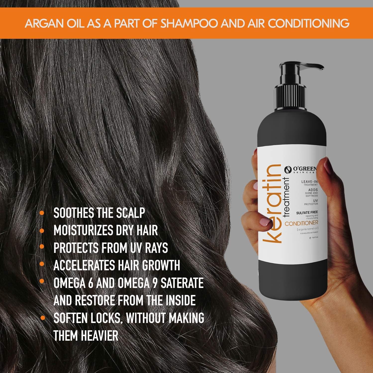 Keratin Shampoo & Conditioner Pump Set with Argan Oil - Sulfate ...
