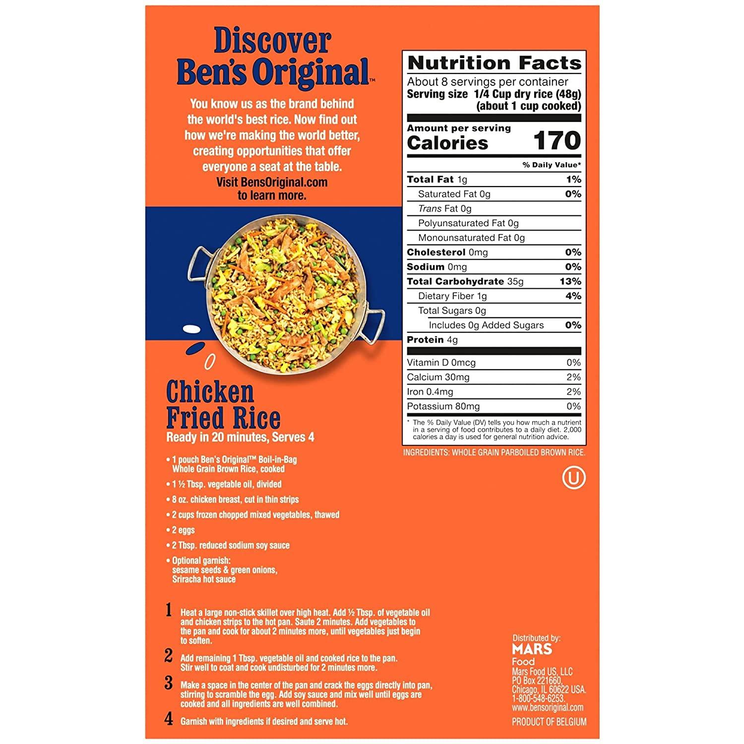 BEN'S ORIGINAL Whole Grain Brown Rice Boil in Bag Rice 14 oz - Pack of ...