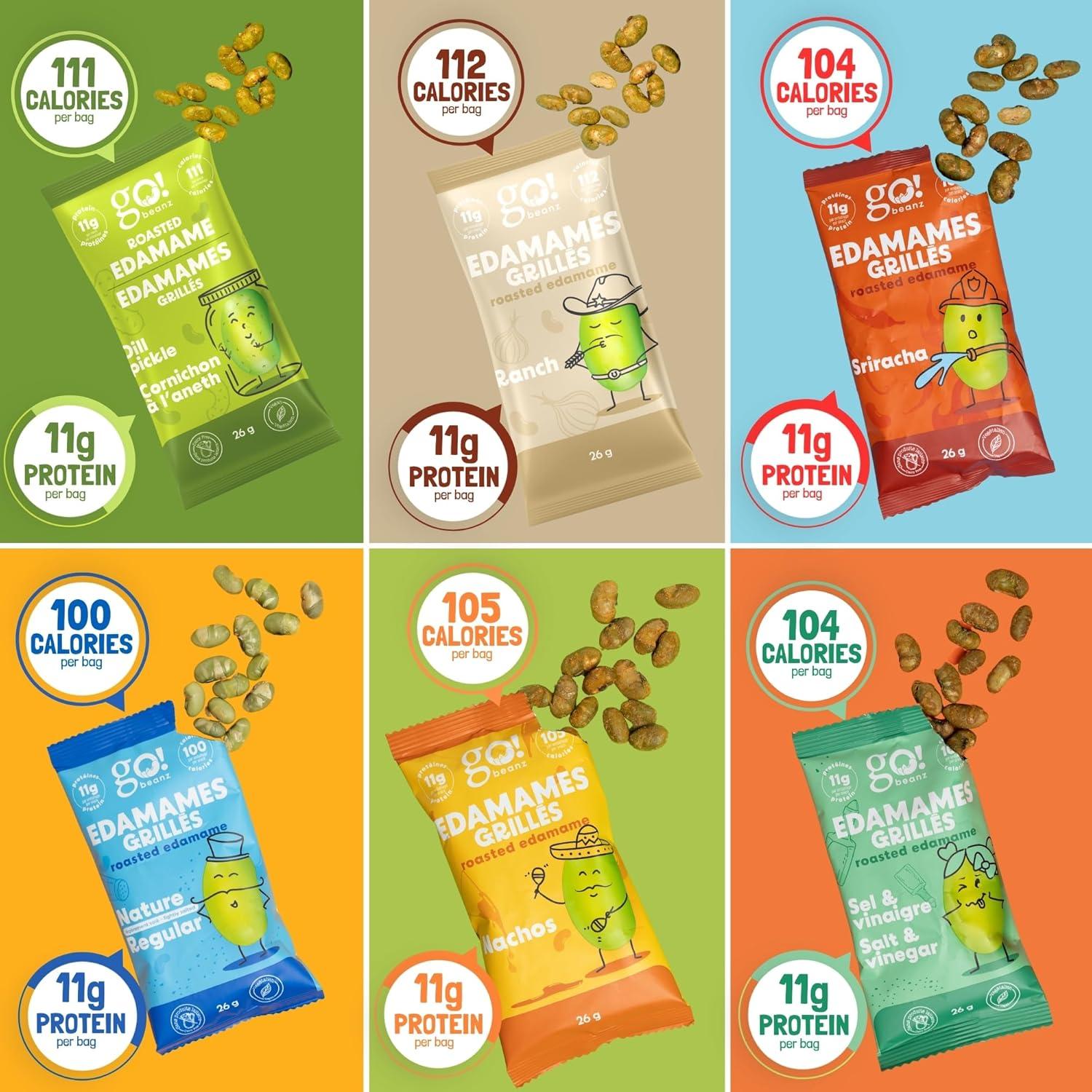 Jimmy Sevigny GoBeanz Crunchy Edamame Variety Pack 30 Bags x 26 gr 11gr ...