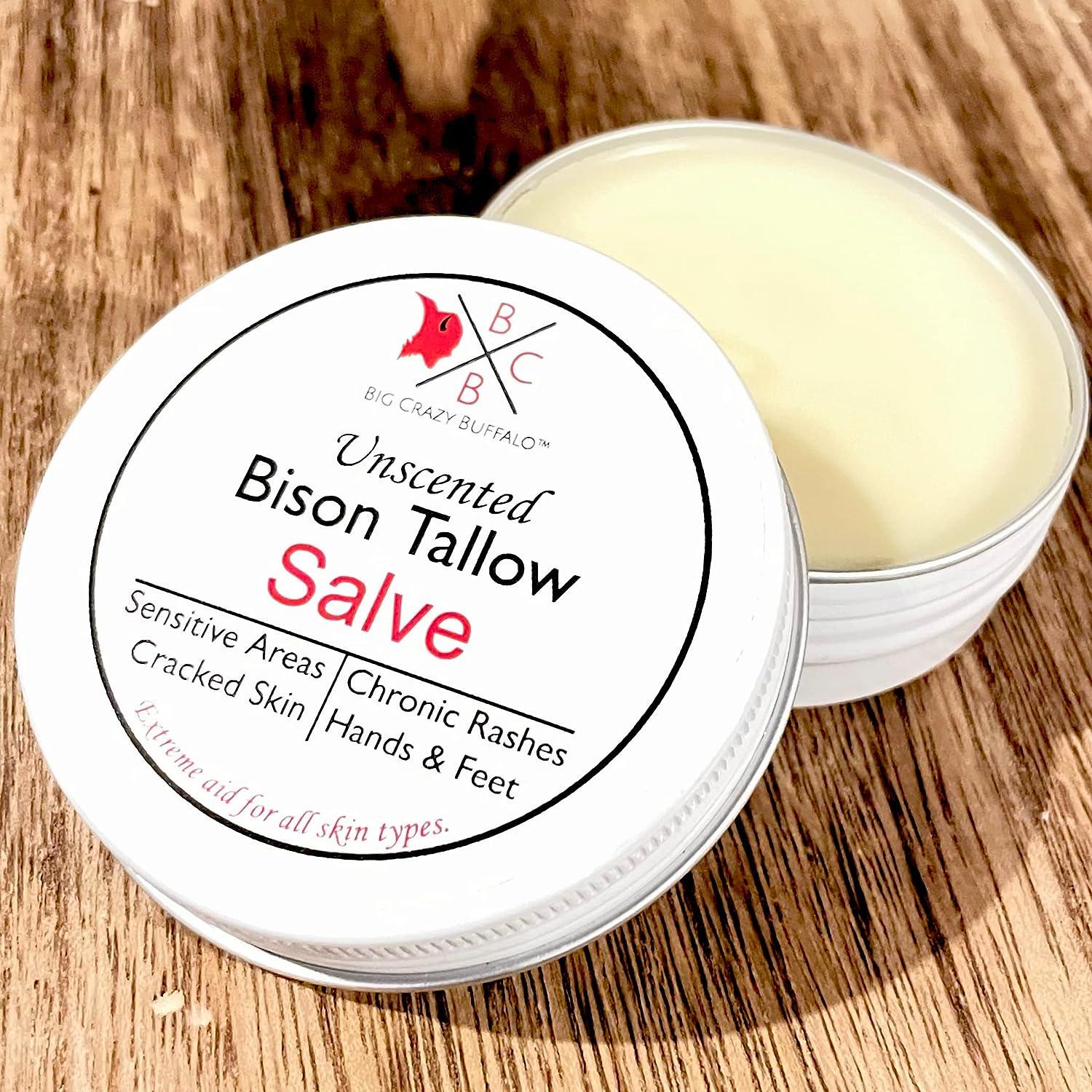 Big Crazy Buffalo Pure Bison Tallow Salve - Unscented Body Butter for ...
