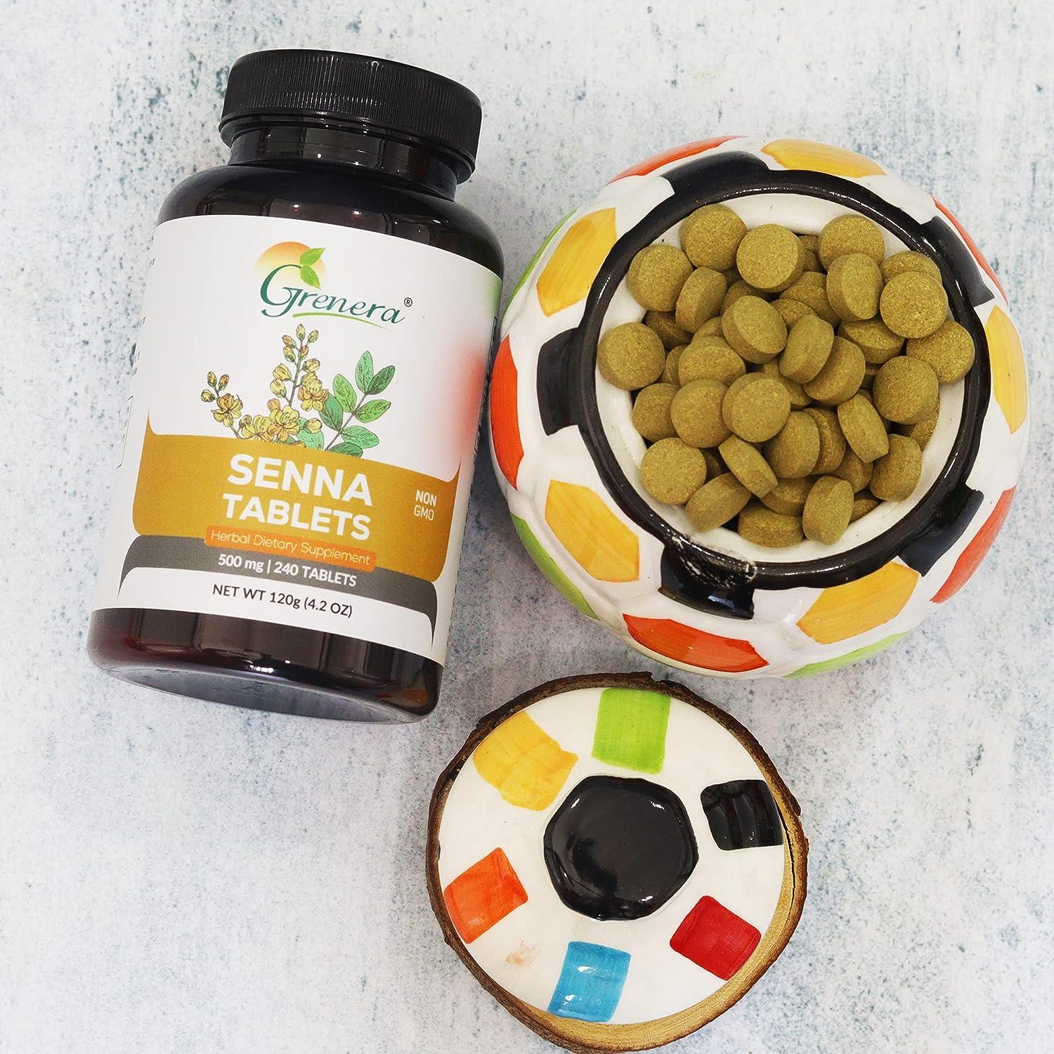 Grenera Senna Tablets 240 Count - Vegan & Kosher Certified Laxative ...