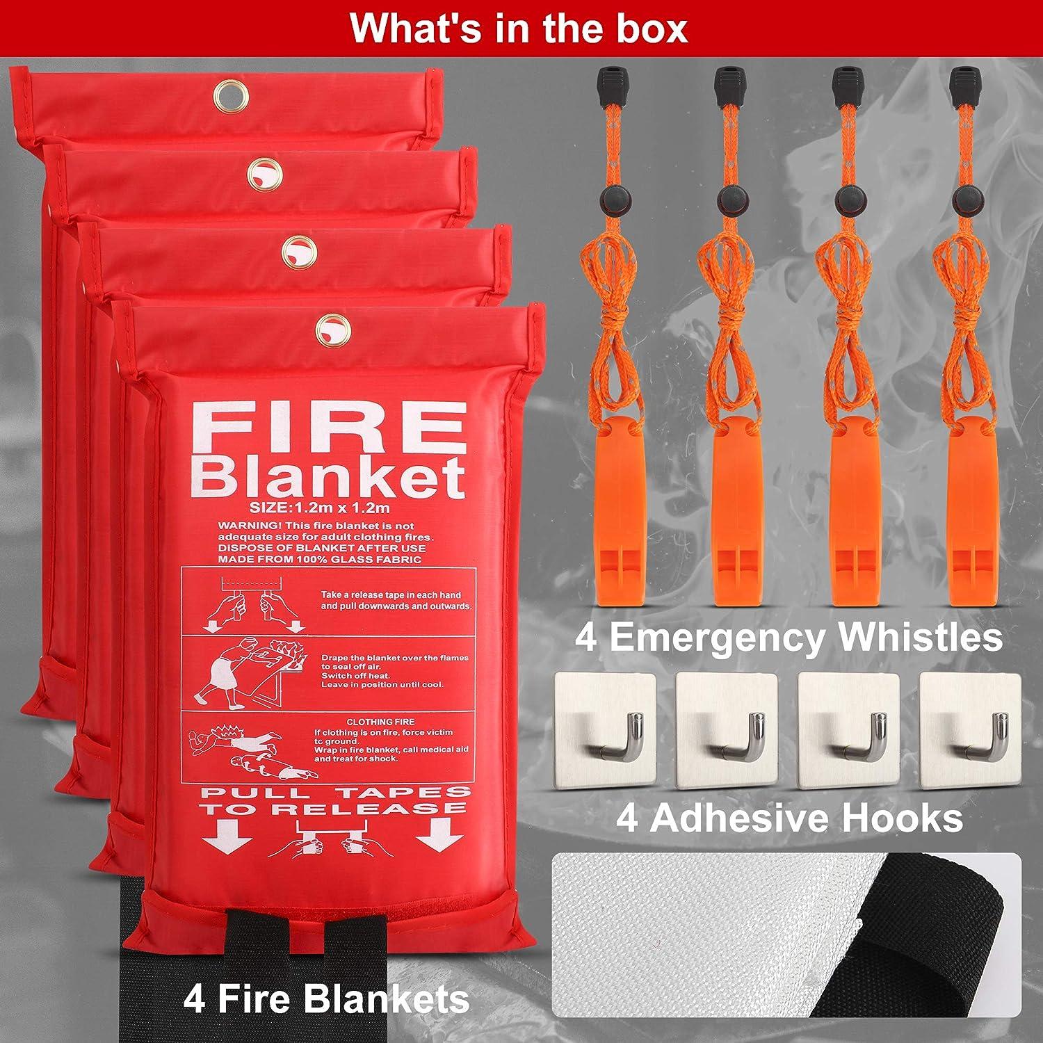 ELDAR 4-Pack X-Large Fiberglass Fire Blanket Set - Emergency Fire ...