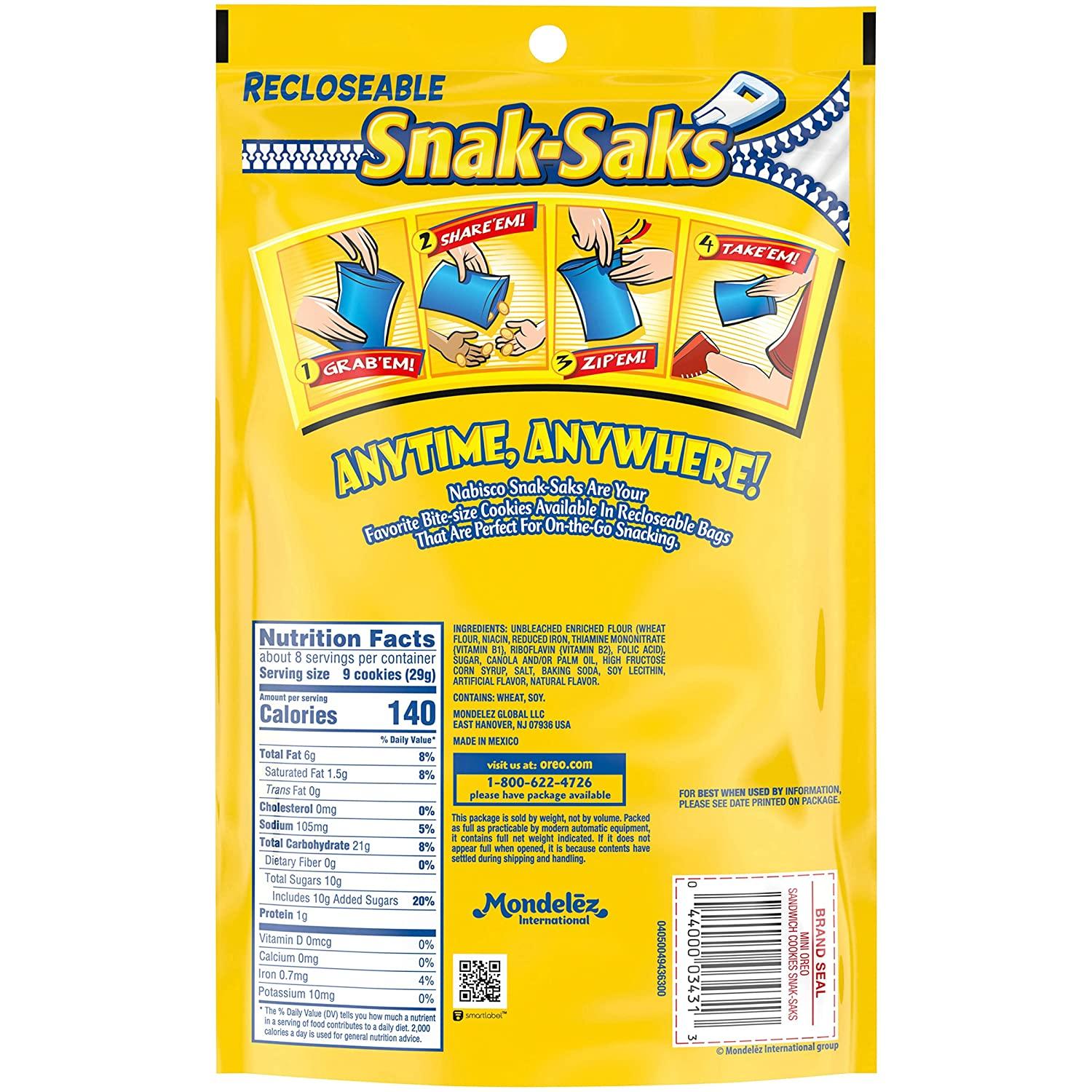 Oreo Mini Golden Sandwich Cookies - Vanilla Flavor - 8 Oz Snak-Sak ...