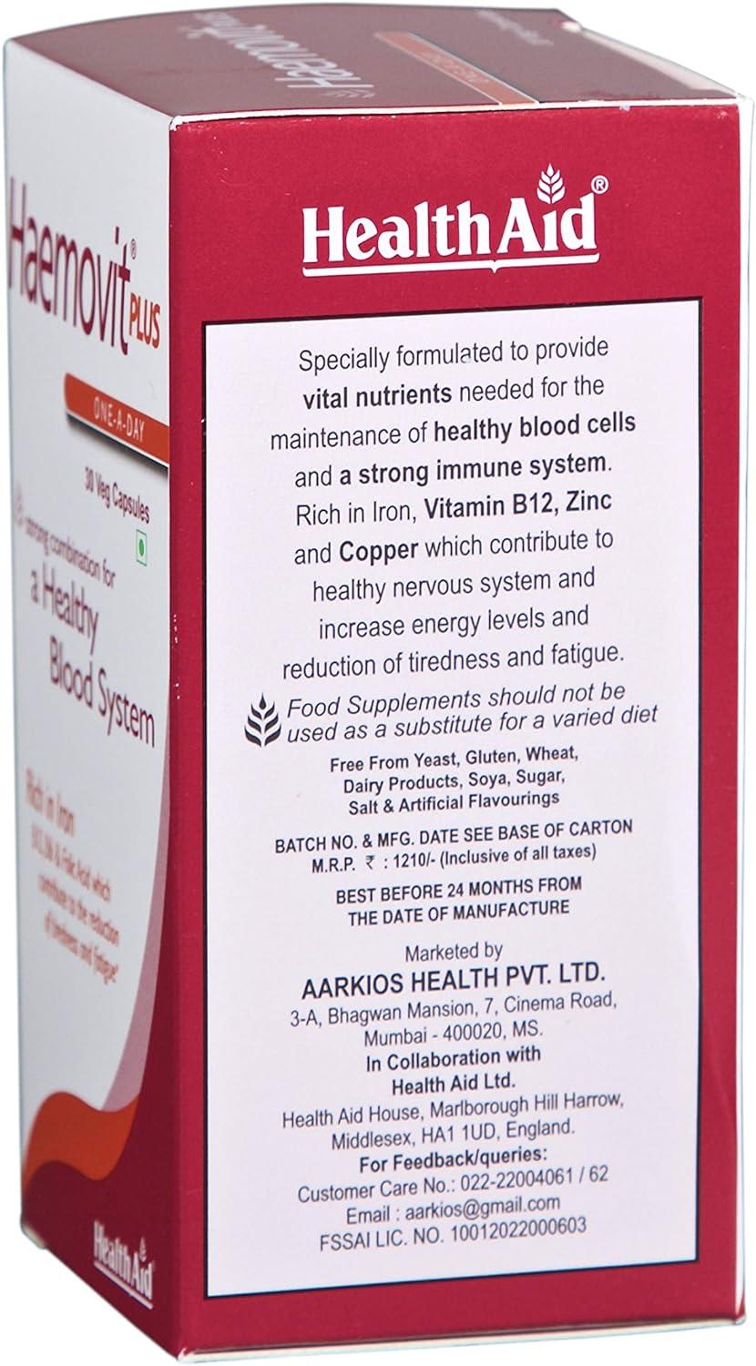 HealthAid Haemo-VIT Plus - 30 Capsules | 30 Count - Pack of 1 ...