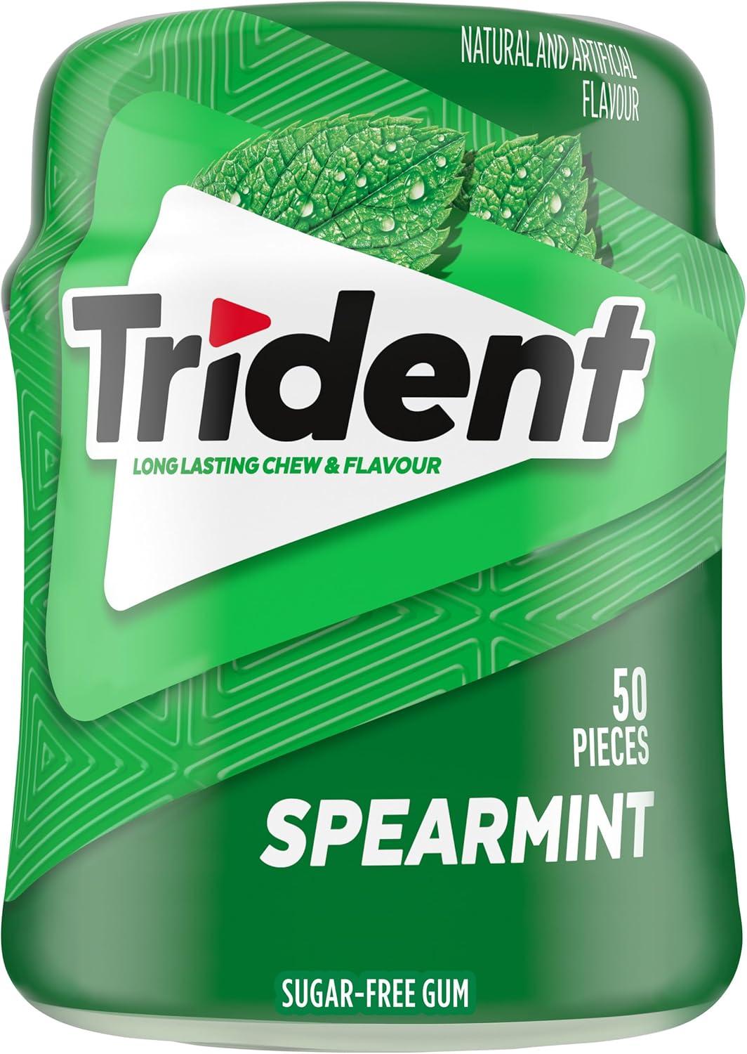 Trident Unwrapped Spearmint - 6 Bottles (300 Pieces) - Sugar-Free Gum ...