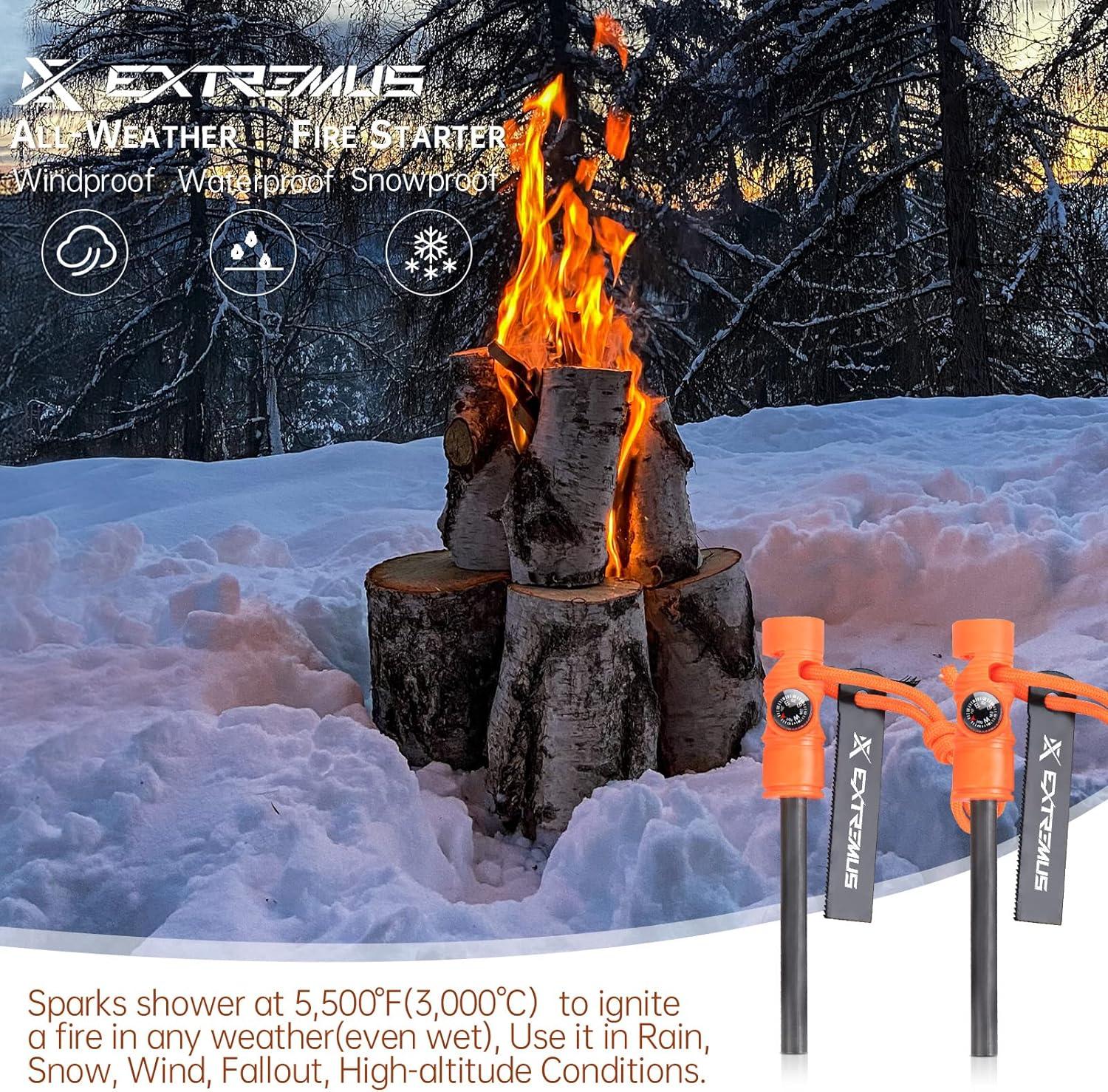 Extremus 6-in-1 Magnesium Fire Starter Set - 2 Pack Orange | High Temp ...