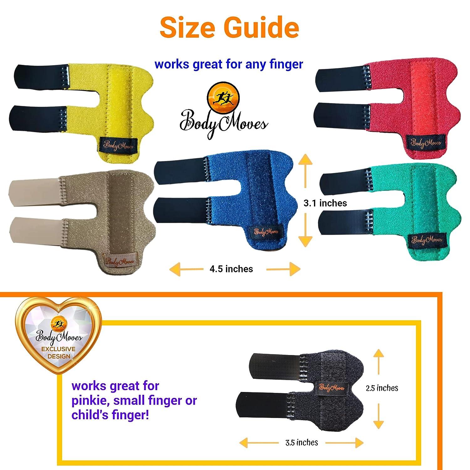 BodyMoves 5 Finger Splints + 1 Pinkie/Kid Splint with Black Pinkie ...