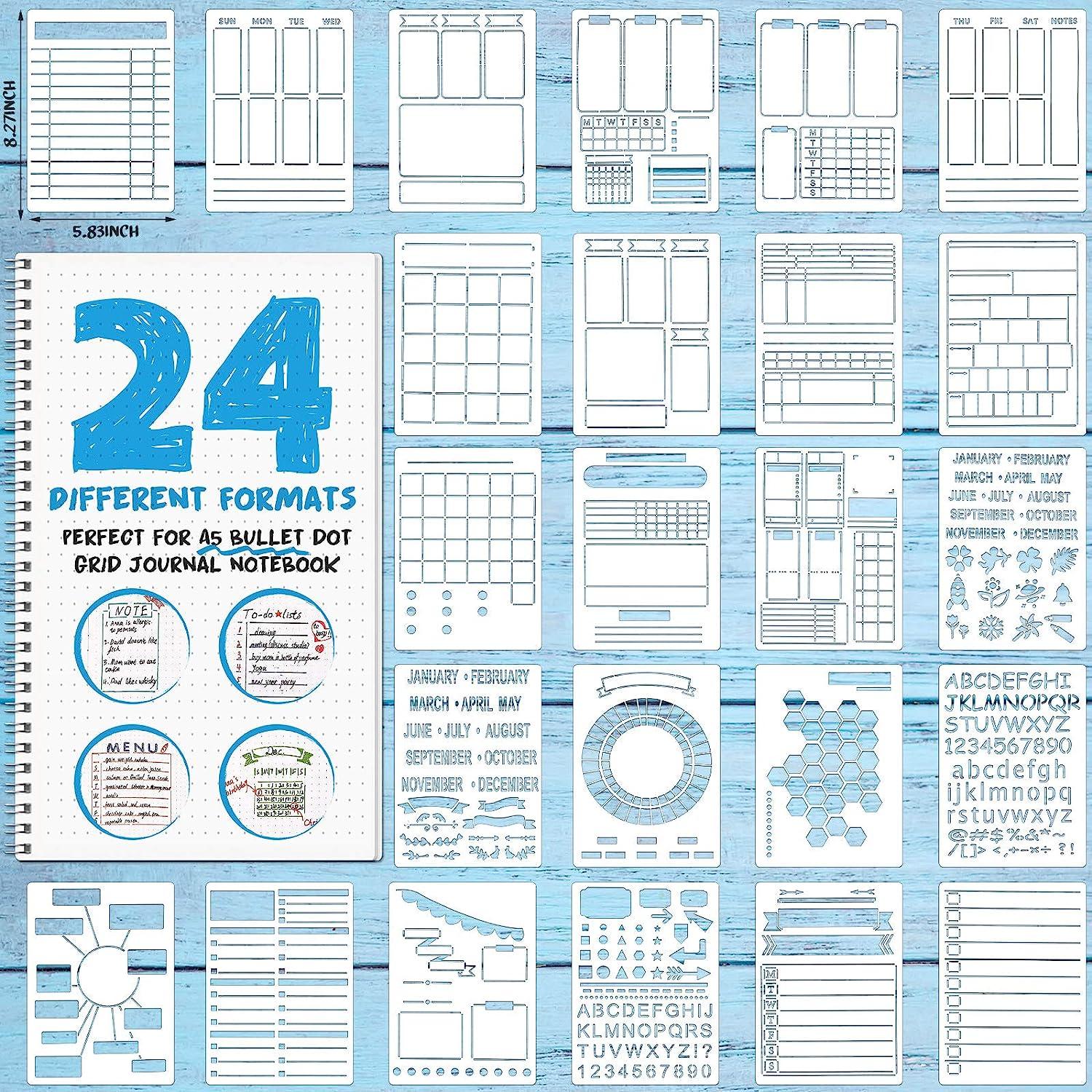 24 Piece Plastic Journal Stencil Set - Ultimate Productivity DIY ...