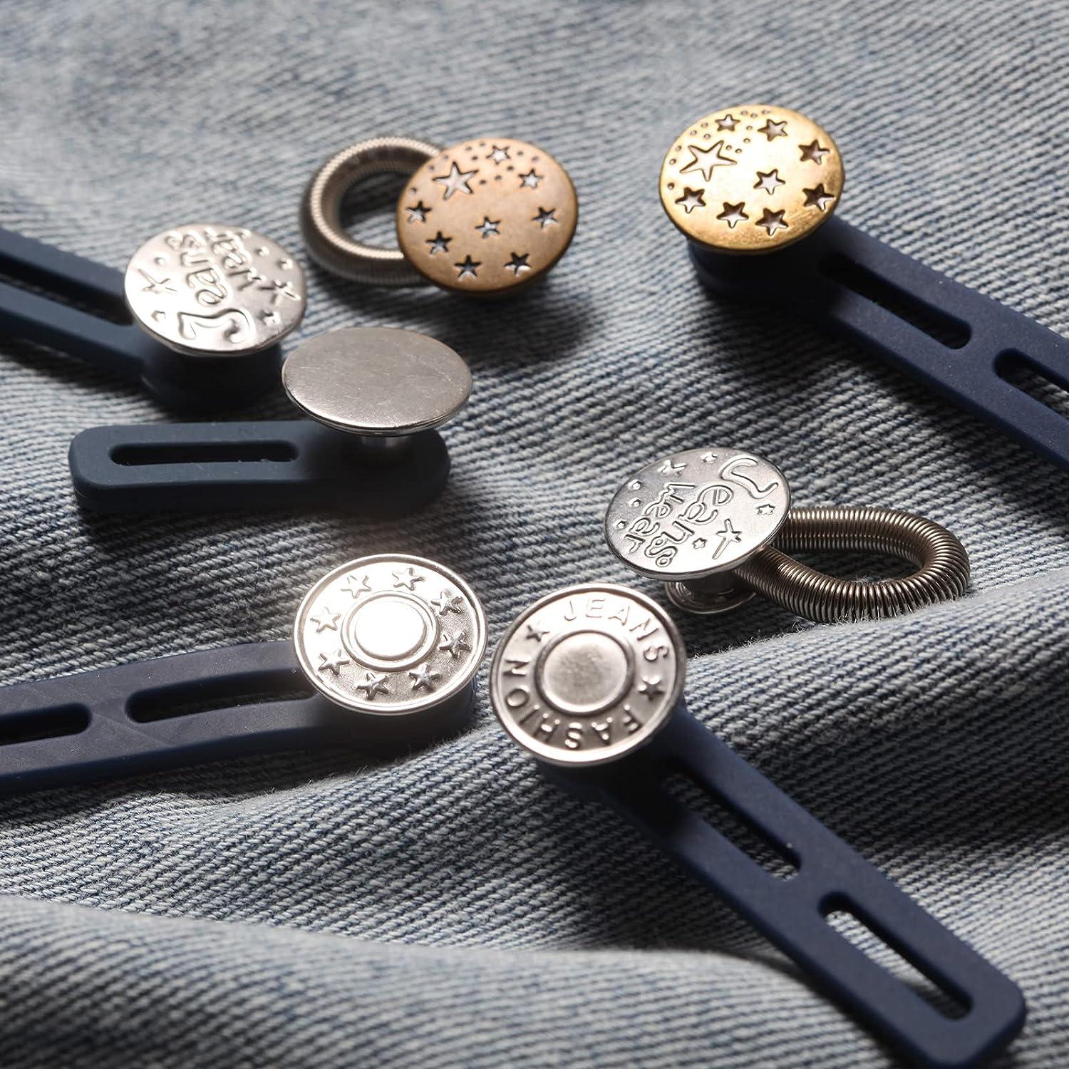 15 PCS Metal Waistband Extender Buttons for Jeans - No-Sew Solution for ...