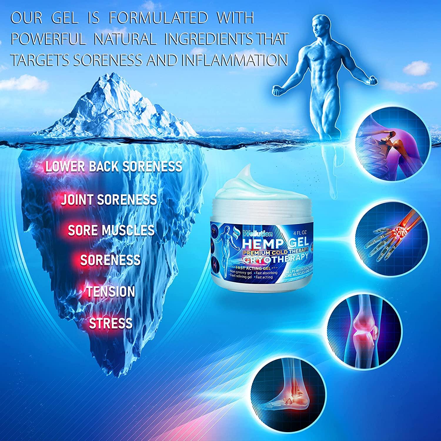 Hemp Gel Cryotherapy Joint & Muscle - High Strength Formula with ...