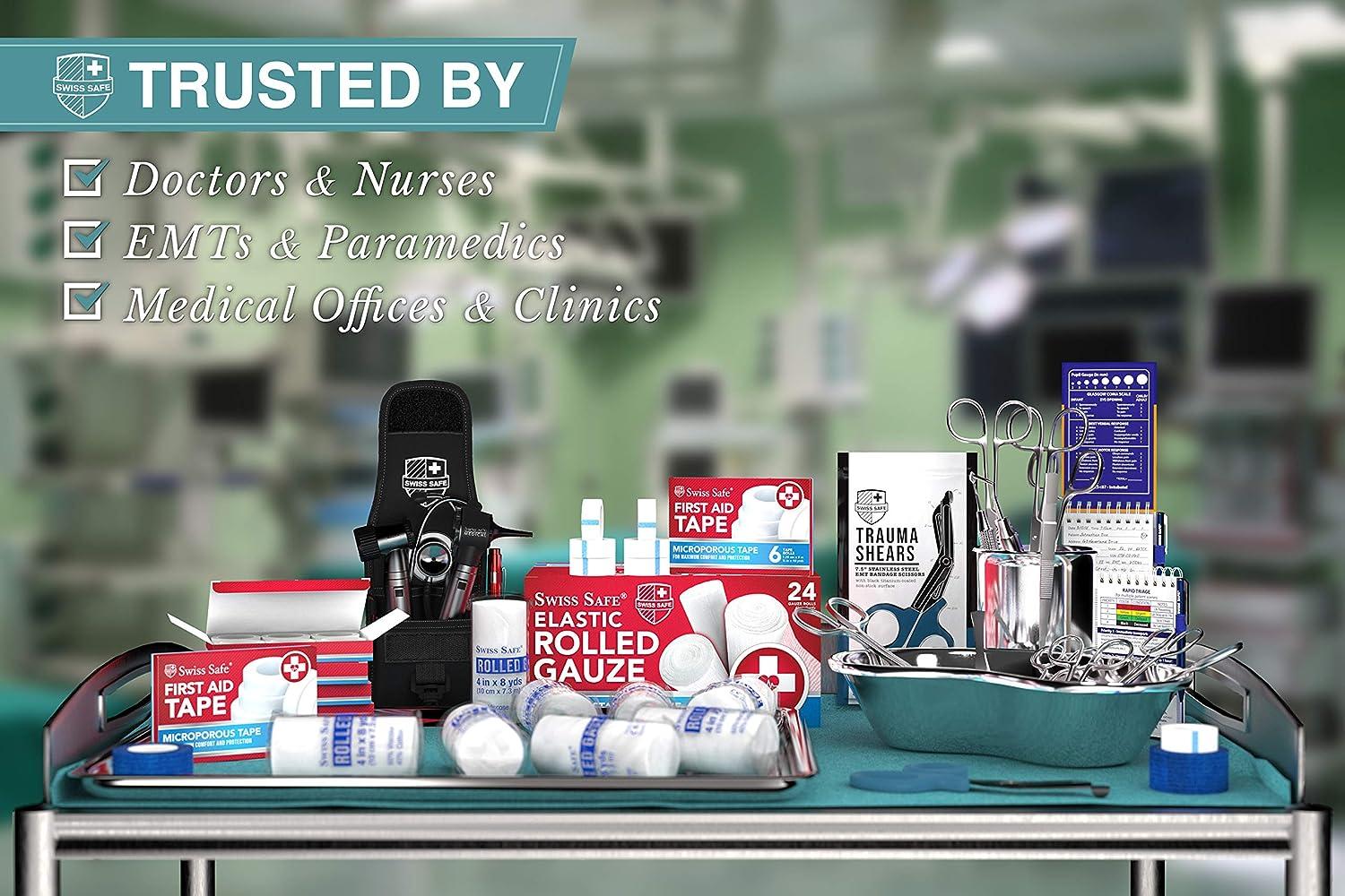 Swiss Safe EMT Survival First Aid Kit - Fully Stocked 22 Piece Set with ...