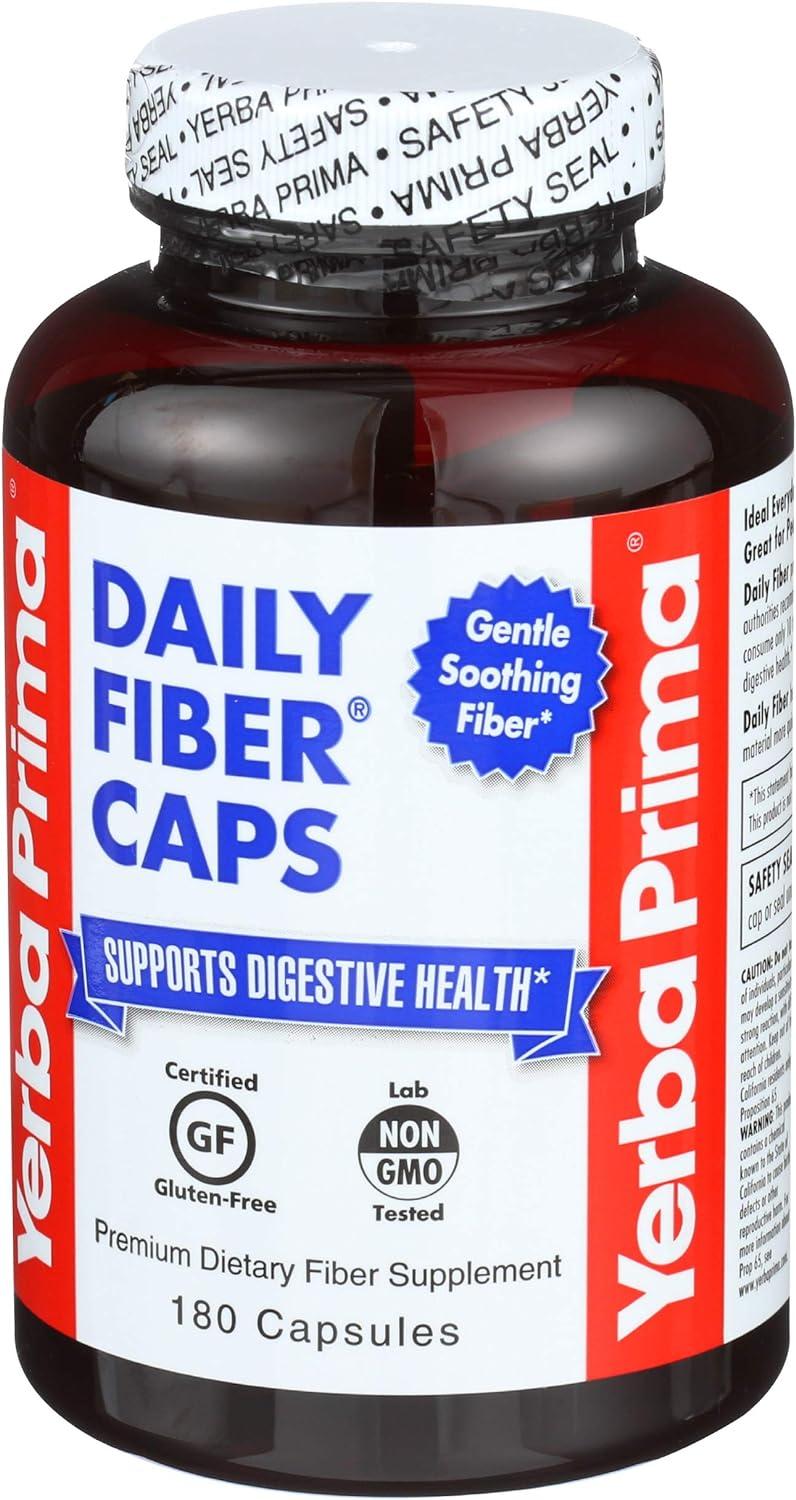Yerba Prima Daily Fiber 625mg 180 Caplets - Natural Digestive Support ...