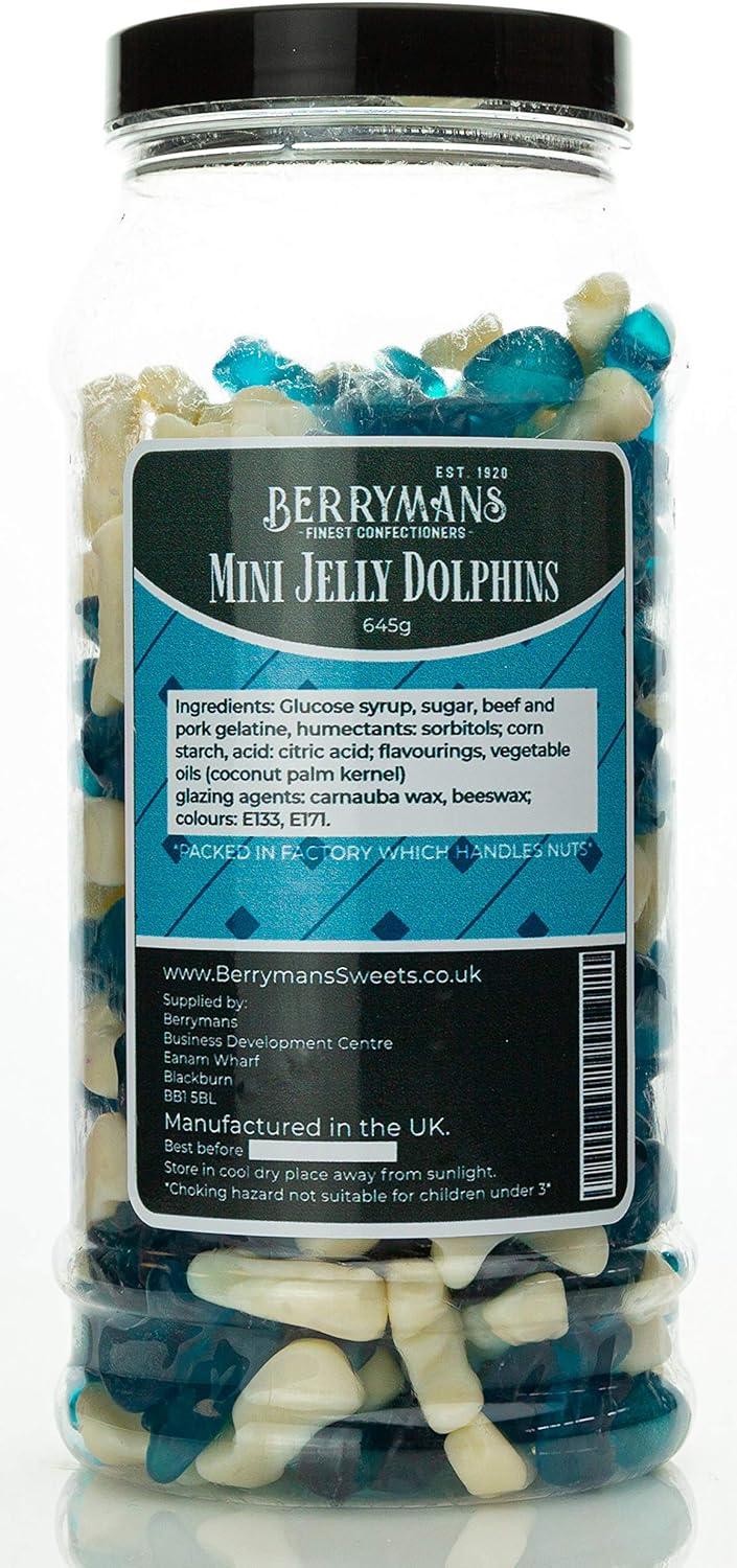 Berrymans Sweet Shop Mini Jelly Dolphins Retro Gummy Sweets Gift Jar ...