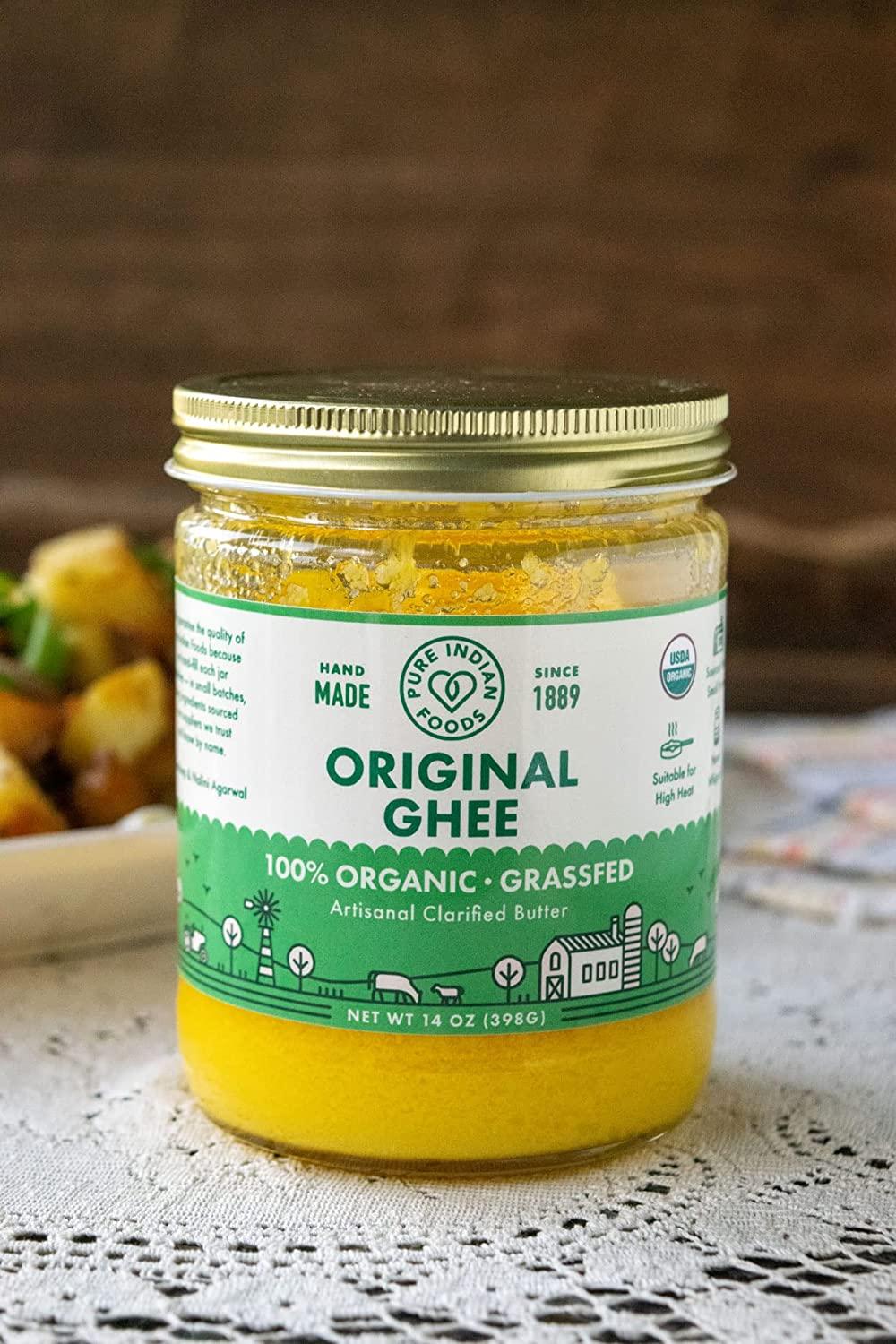Pure Indian Foods Organic Grassfed Original Ghee 14 oz - Pasture Raised ...