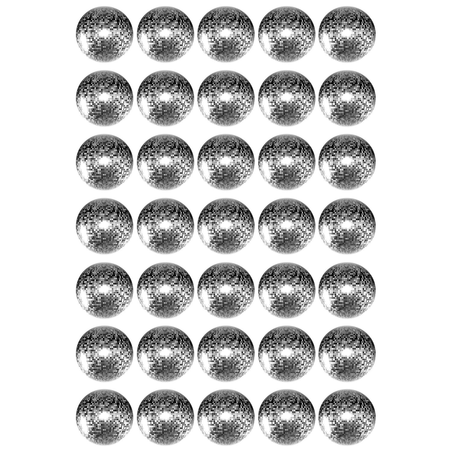 35 x Silver Disco Ball Edible Wafer or Icing Cupcake Toppers Fun Themed ...