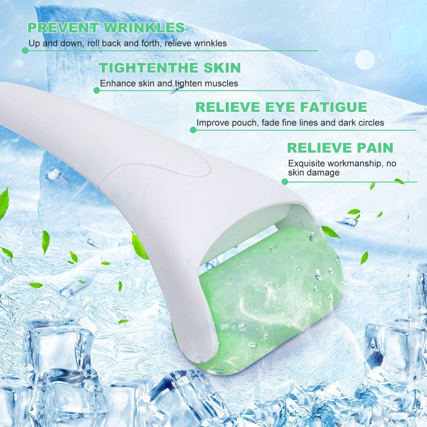 Facial Roller Set of 3, Ice Roller, Two-Sided Jade Roller and Gua Sha ...