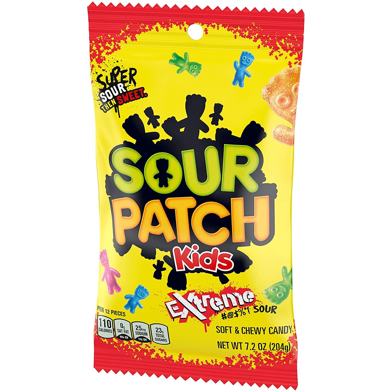 SOUR PATCH KIDS Extreme Flavor Mixed-Fruit Candy - 12 Bags (7.2 oz each ...