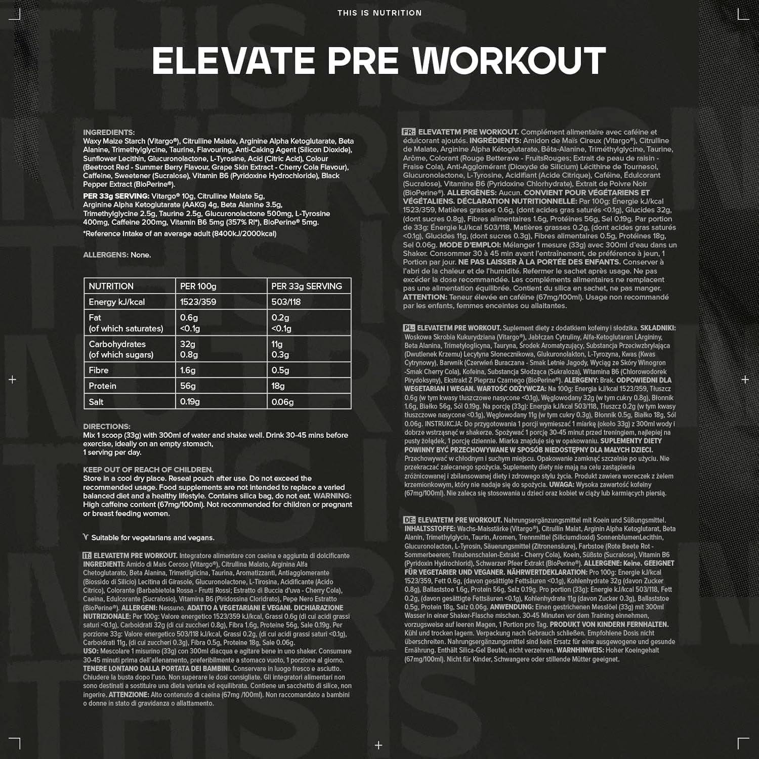 Bulk Elevate Pre Workout Booster - Cherry Cola 660g | 20 Servings ...