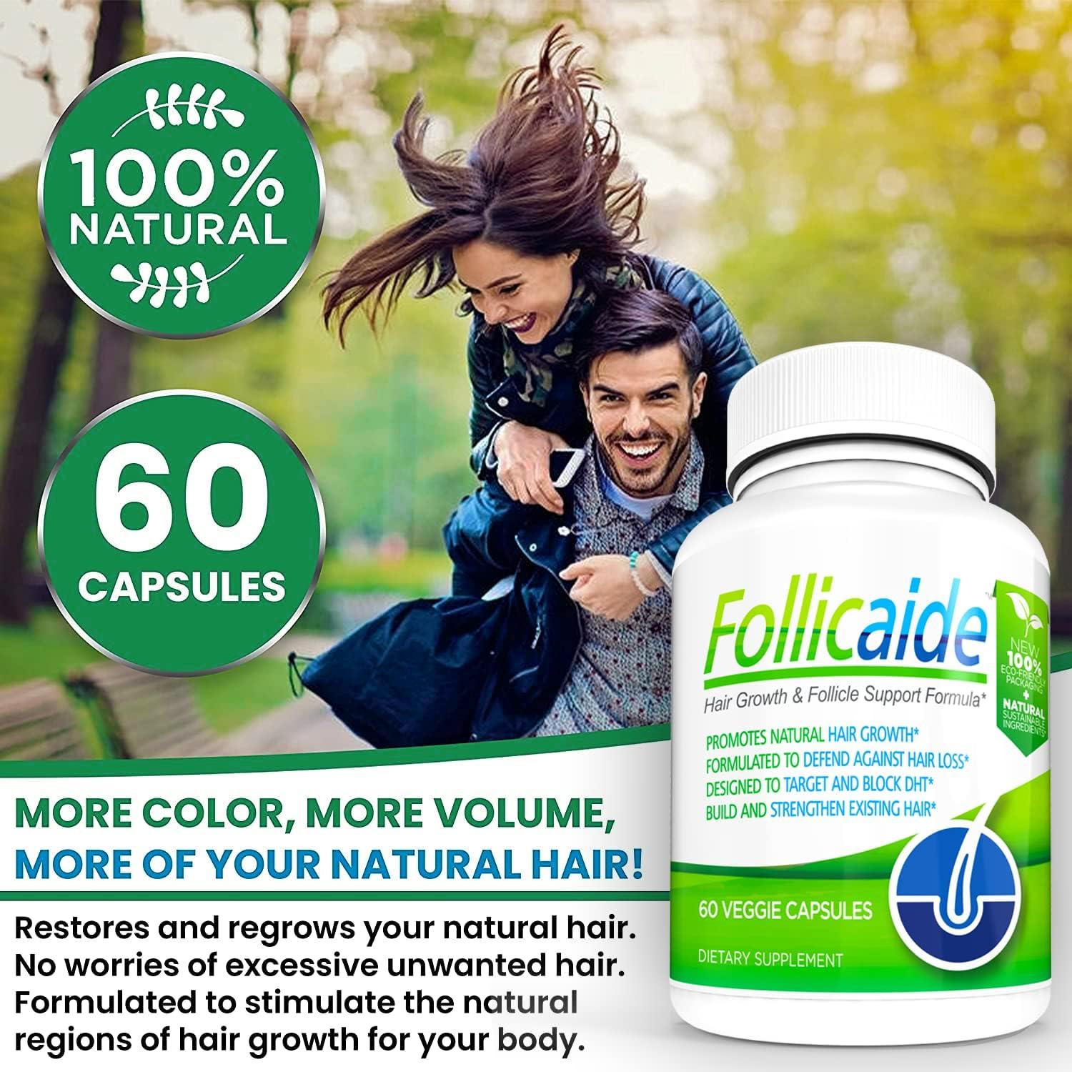 Follicaide Hair Growth Vitamin Supplement for Men and Women - Stop Hair ...