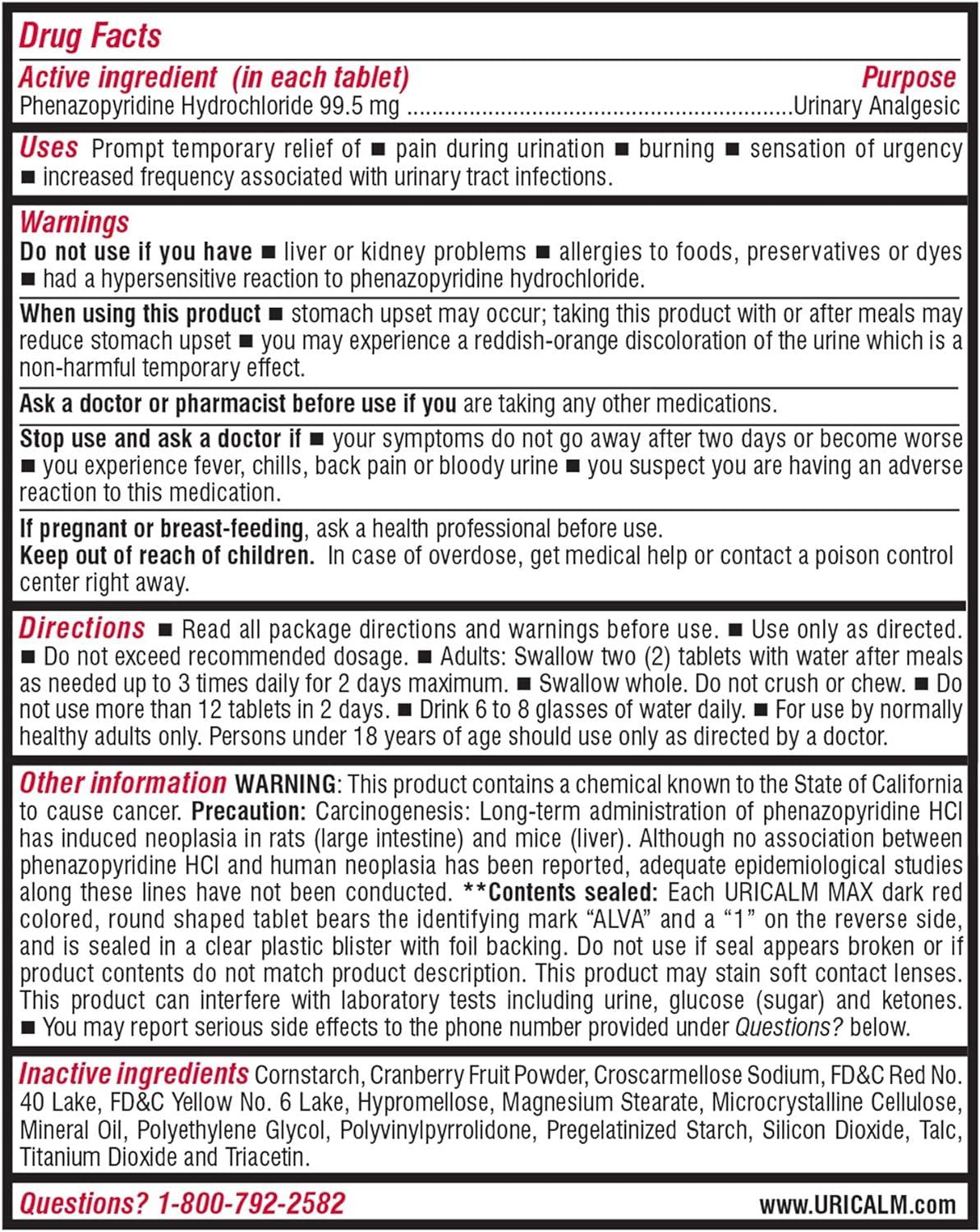 Uricalm Max - Maximum Strength UTI Pain Relief - 24 Count | Buy Now ...