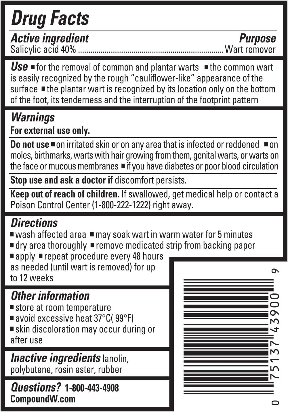 Compound W Maximum Strength Wart Remover Strips - 2 Pack (14 CT ...