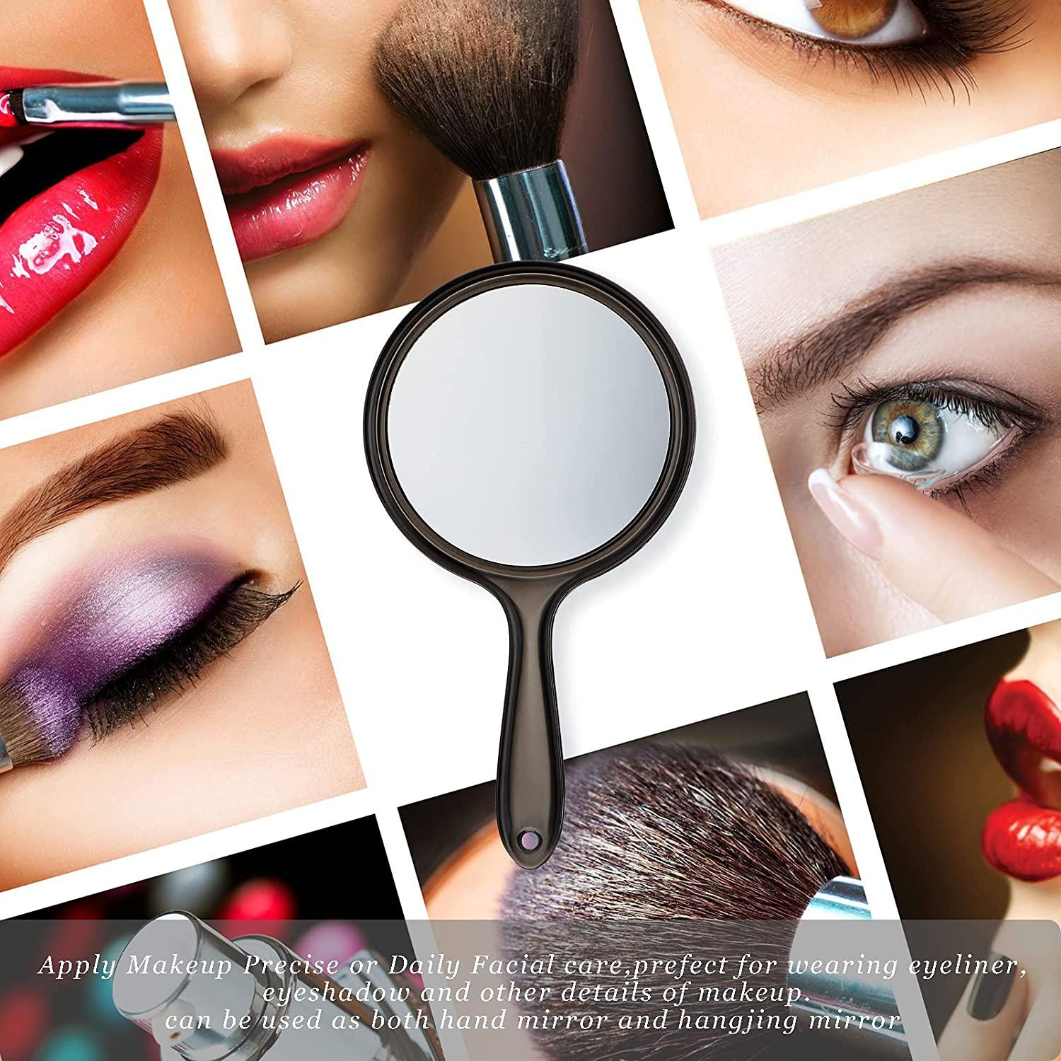 Double Sided Handheld Makeup Mirror with 1X/2X Magnification - Black ...