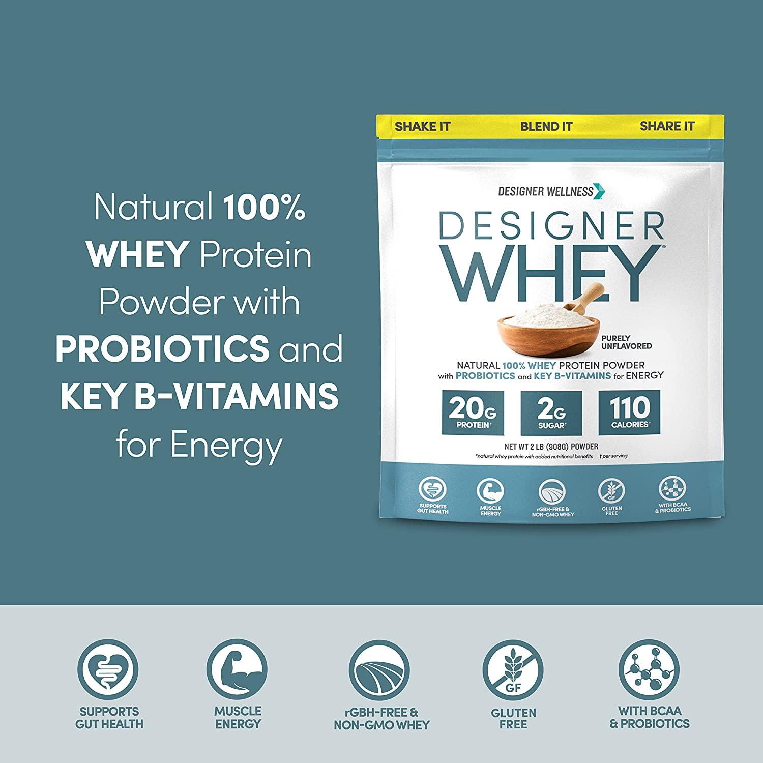 Designer Whey Natural 100% Whey Protein Powder - Gluten-Free, Non-GMO ...