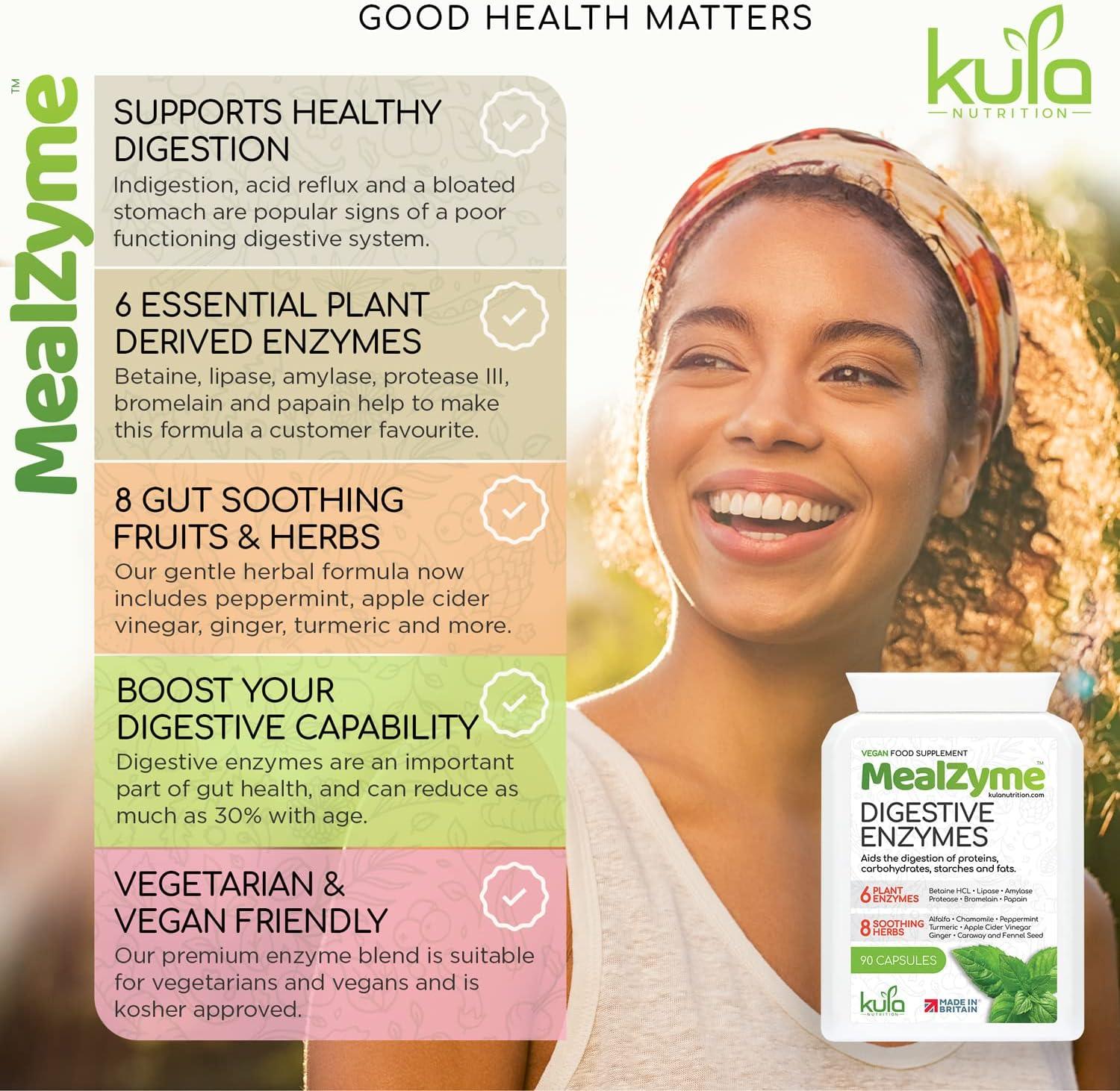 MealZyme Digestive Enzyme Supplements - Vegan Plant Based Complex for ...