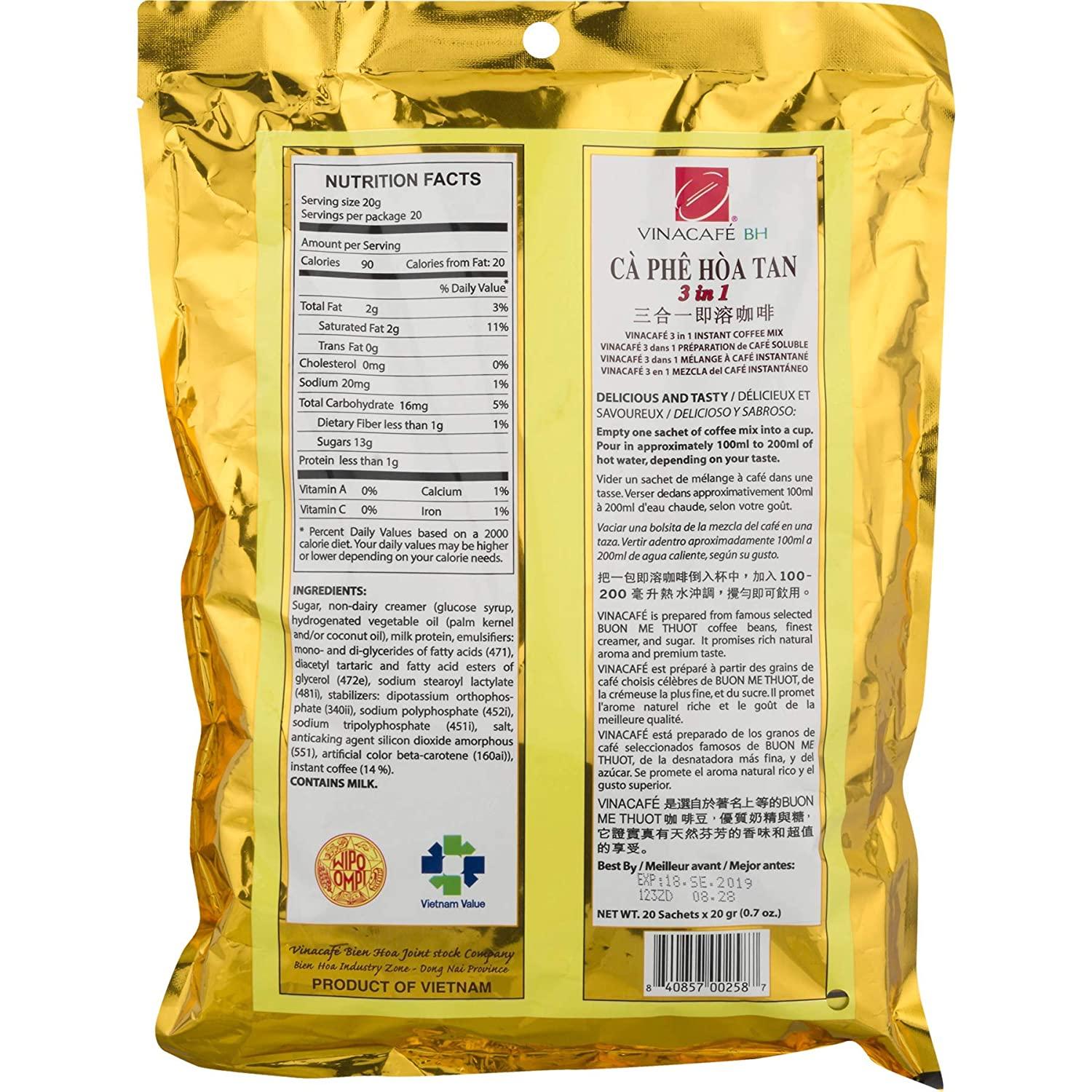 Vinacafe 3 in 1 Instant Coffee Mix - 20 Sachets (4 Packs) | Premium ...