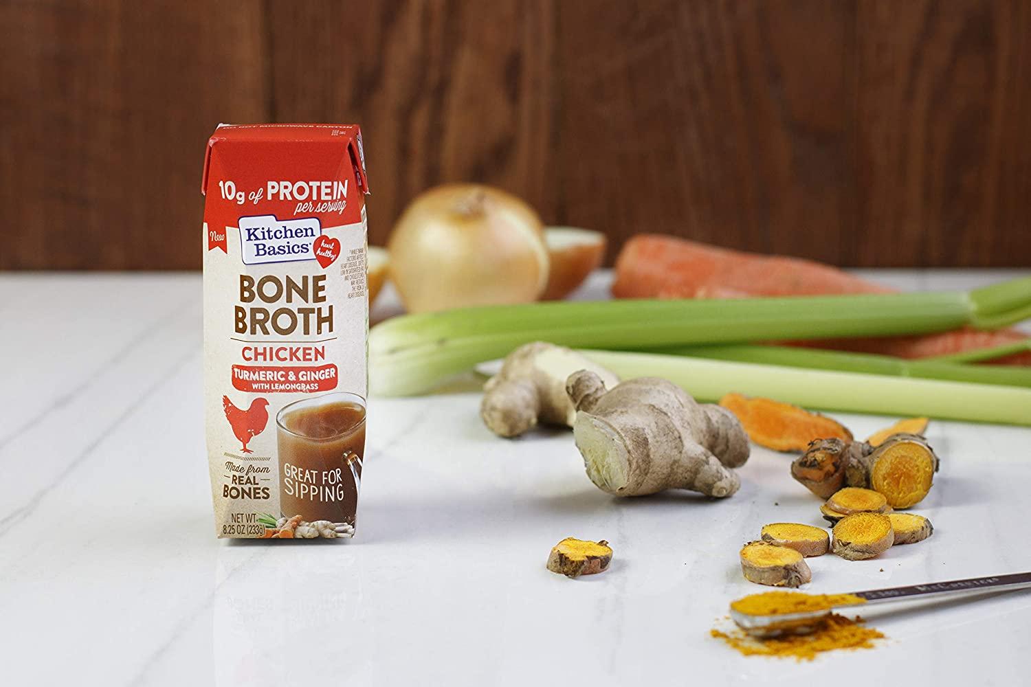 Kitchen Basics Turmeric & Ginger Chicken Bone Broth 8.25 oz - Pack of ...