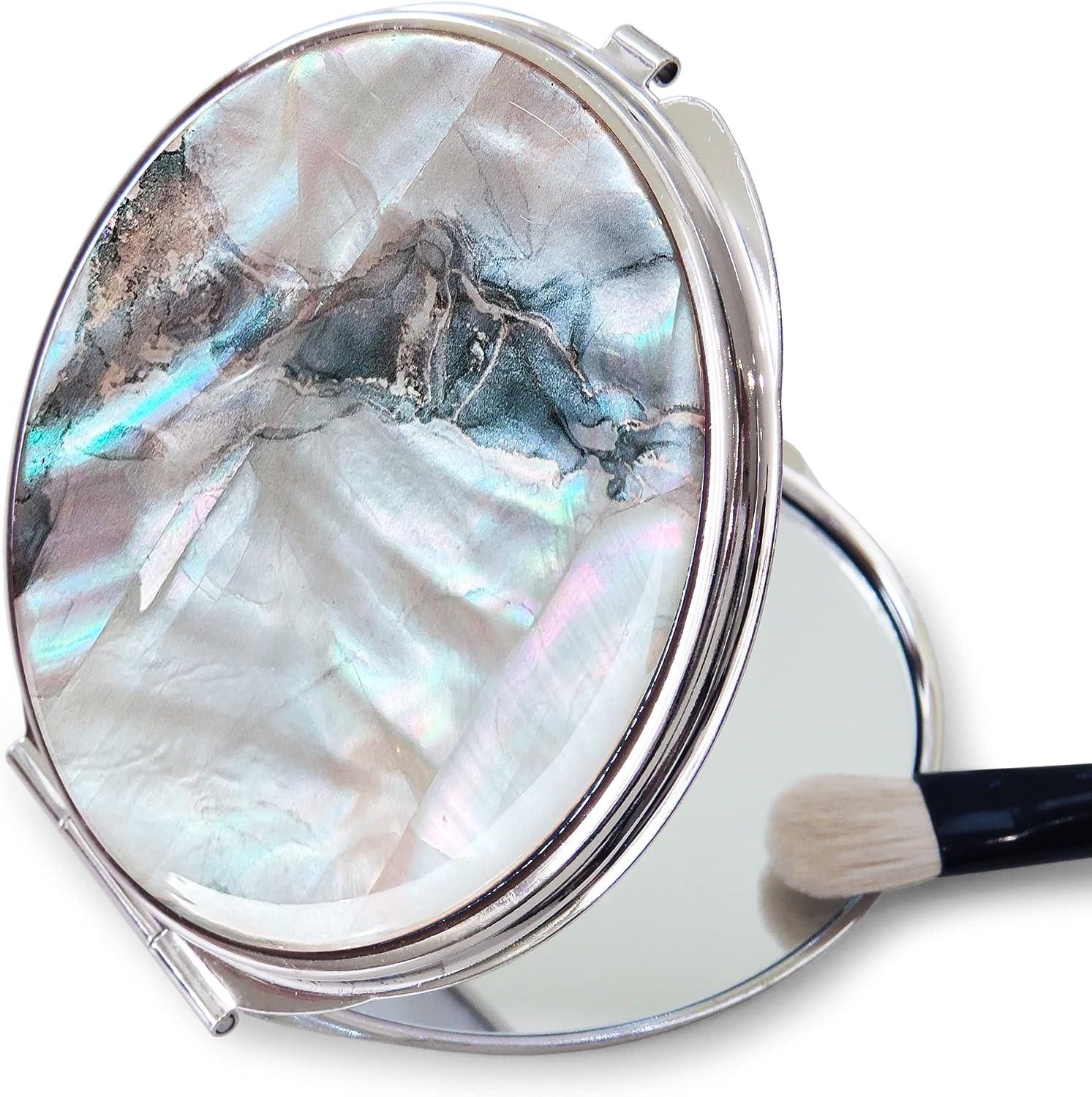 Stunning Mother of Pearl Compact Makeup Travel Mirror - Marble Gold Design | MADDesign | Buy Now ...