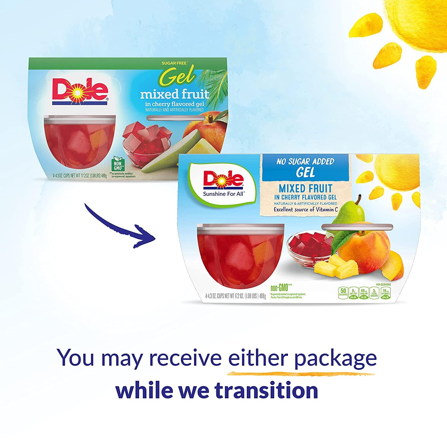 Dole Mixed Fruit in Cherry Gel 4 Count (Pack of 6) - Gluten Free & No ...