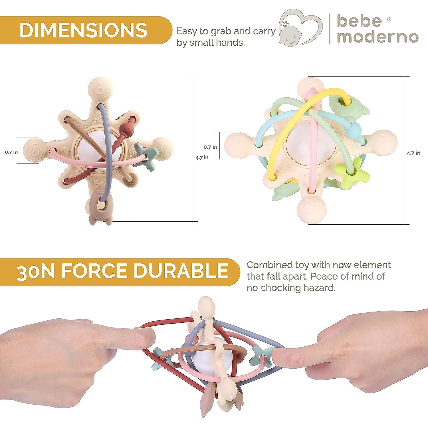 BEBE MODERNO Educational Space Teether (Tan) - Interactive Baby Teether ...