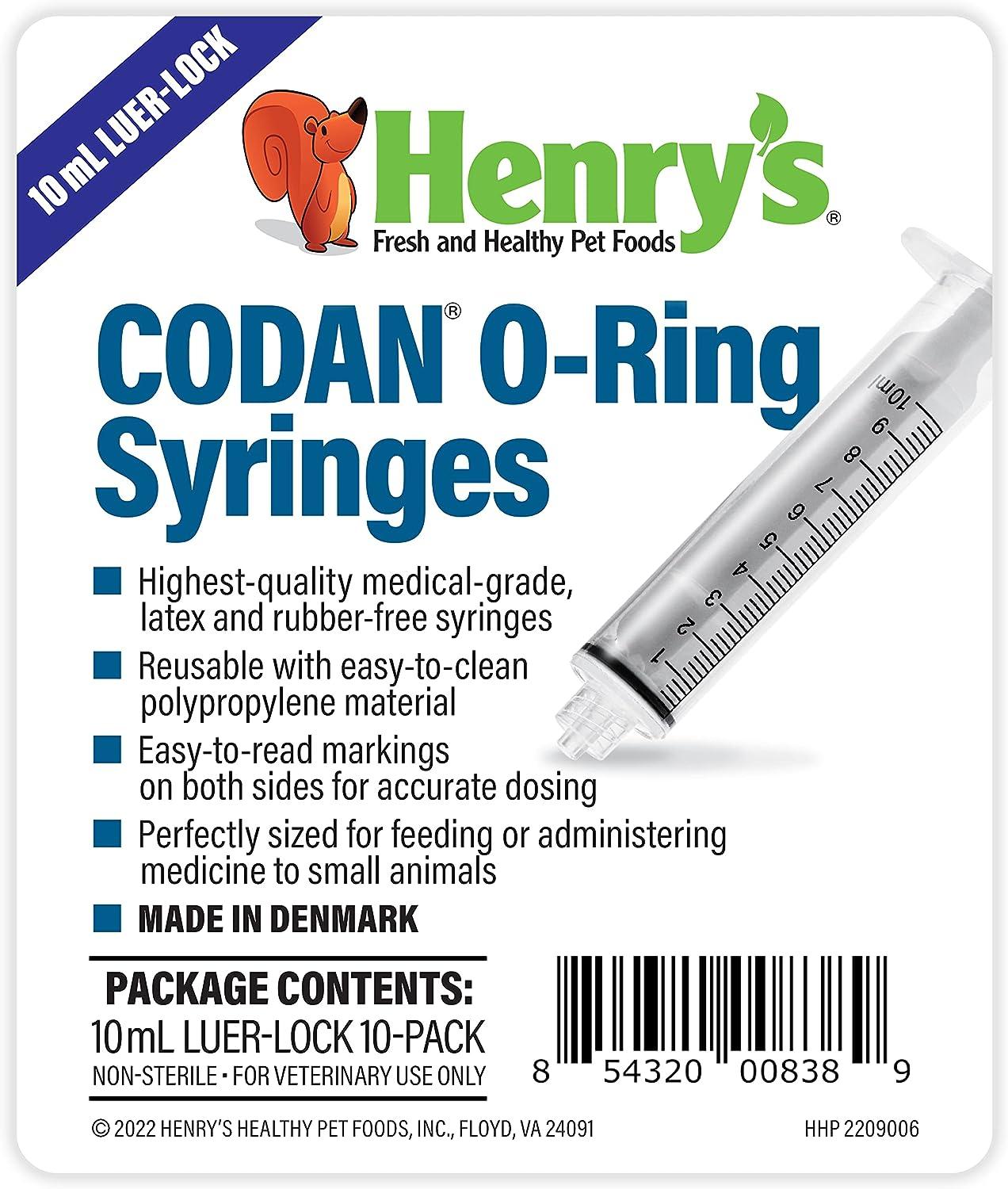 Henry's Healthy Pets CODAN Luer-Lock O-Ring Syringes 10 mL (10)