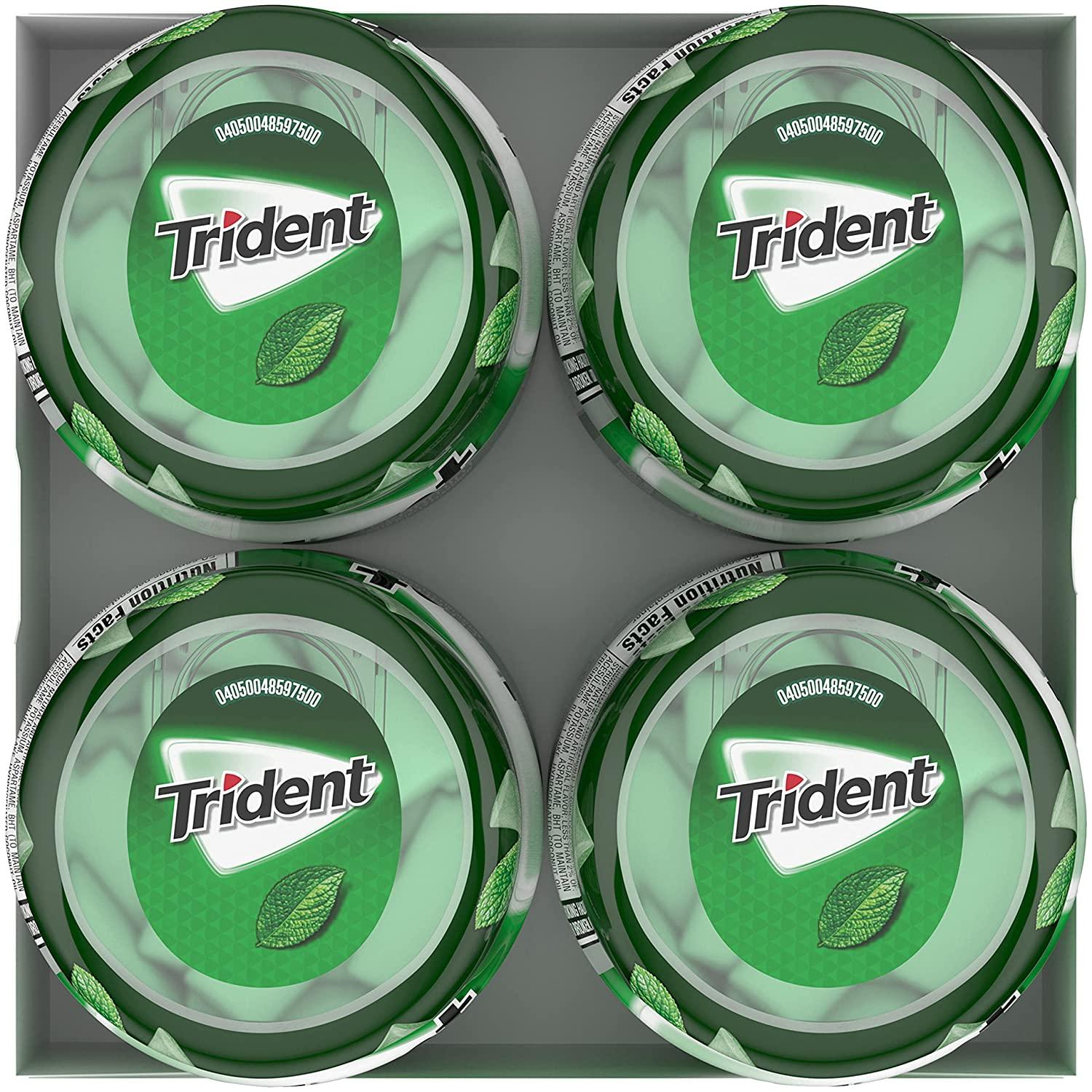 Trident Unwrapped Spearmint Sugar Free Gum 4 Bottles of 50 Pieces (200 ...